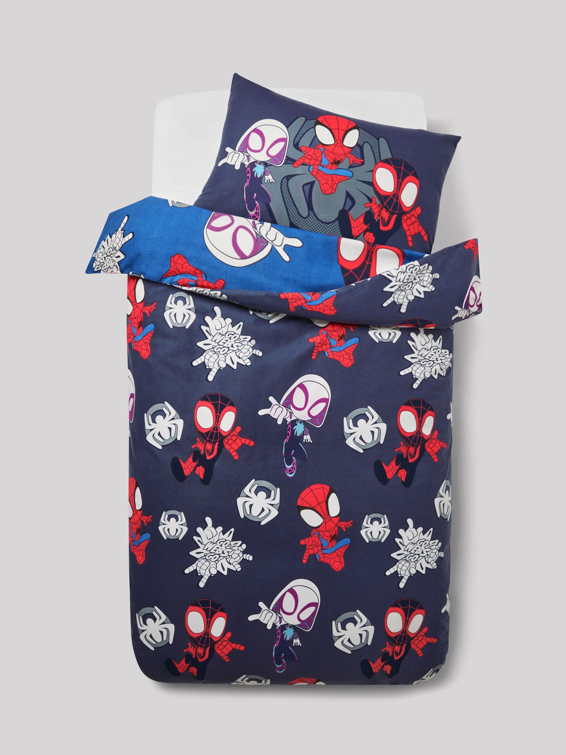 Buy Blue Disney Spidey Supersoft 100% Brushed Cotton Duvet Cover and ...