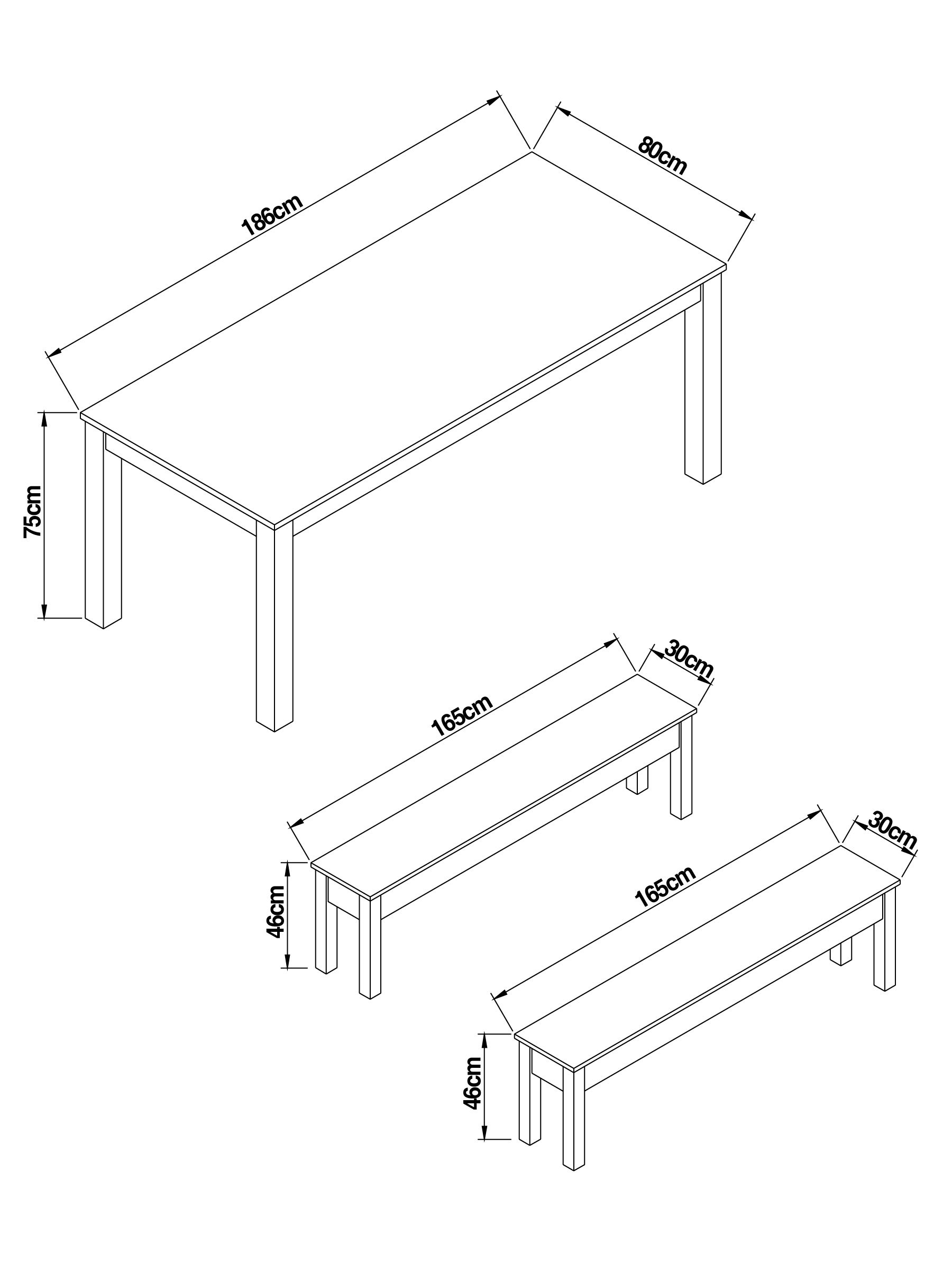 Buy Dark Natural Bronx Oak Effect 6 Seater Dining Table and Bench Set ...
