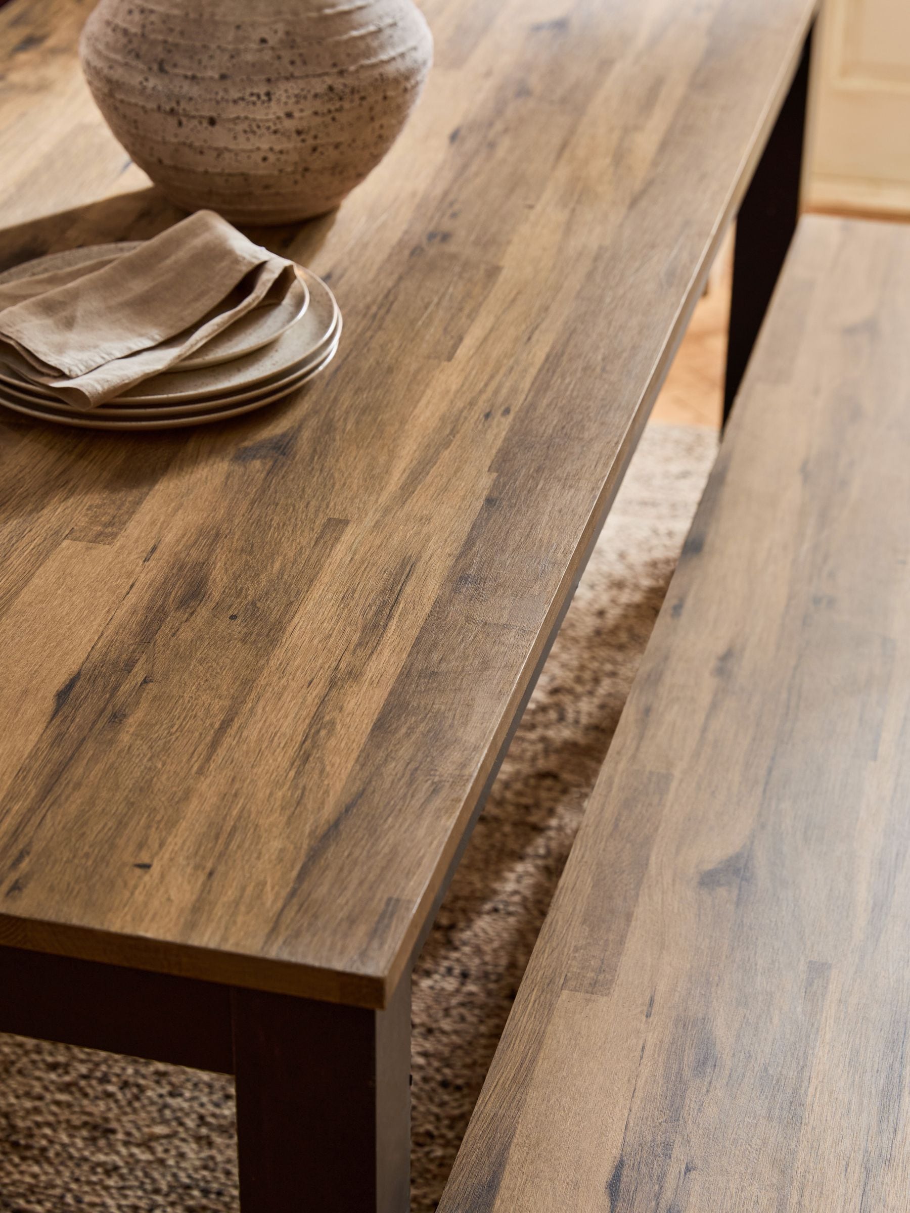 Oak dining table and bench set next store