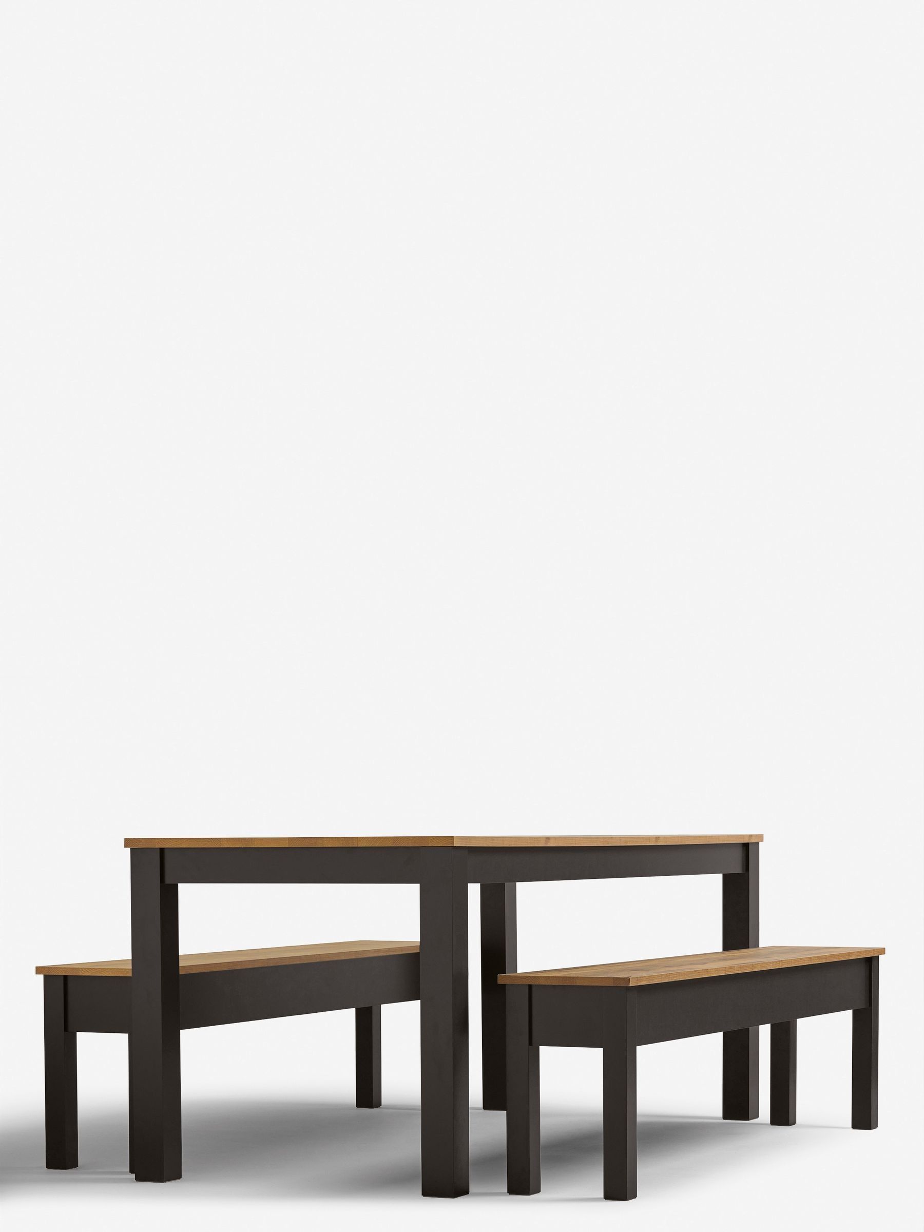 Buy Dark Natural Bronx Oak Effect 6 Seater Dining Table and Bench Set ...