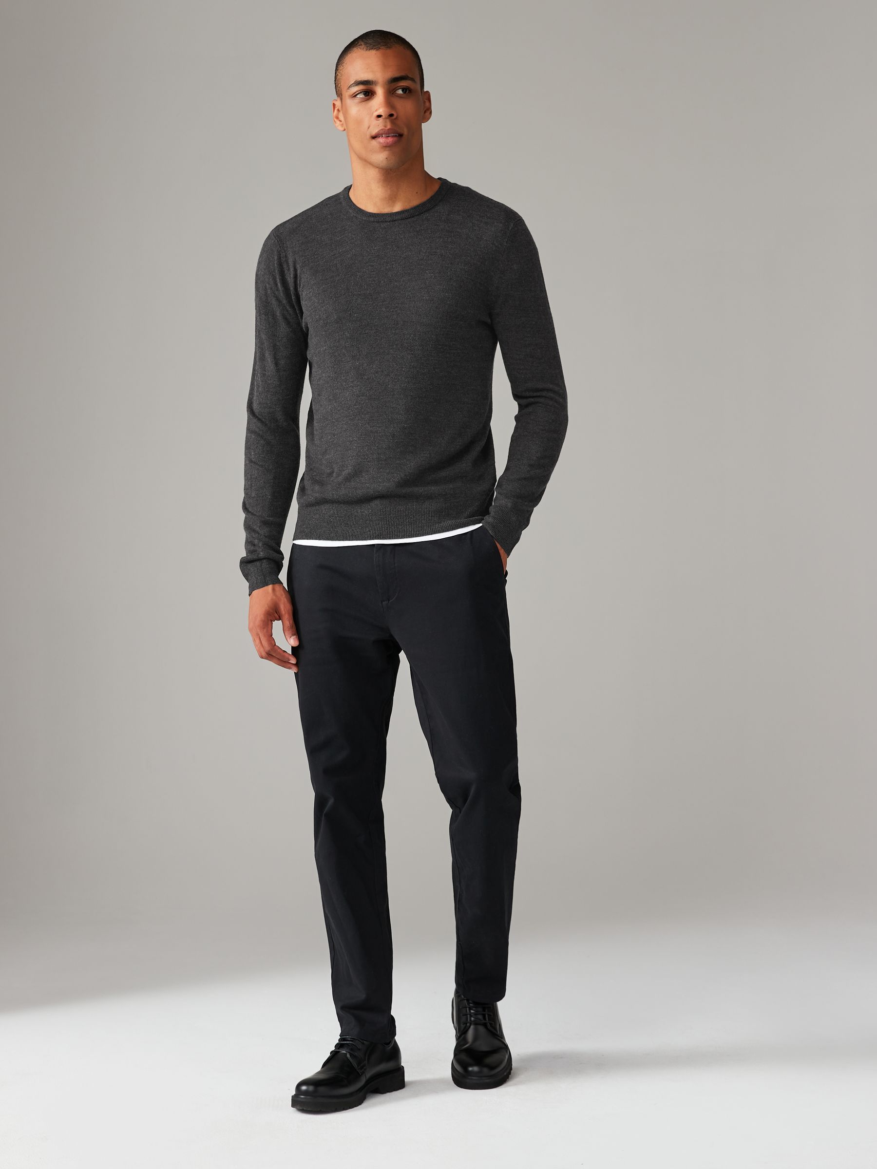 Buy Black/Grey Crew Neck Regular Fit Soft Touch Jumpers 2 Pack from the ...