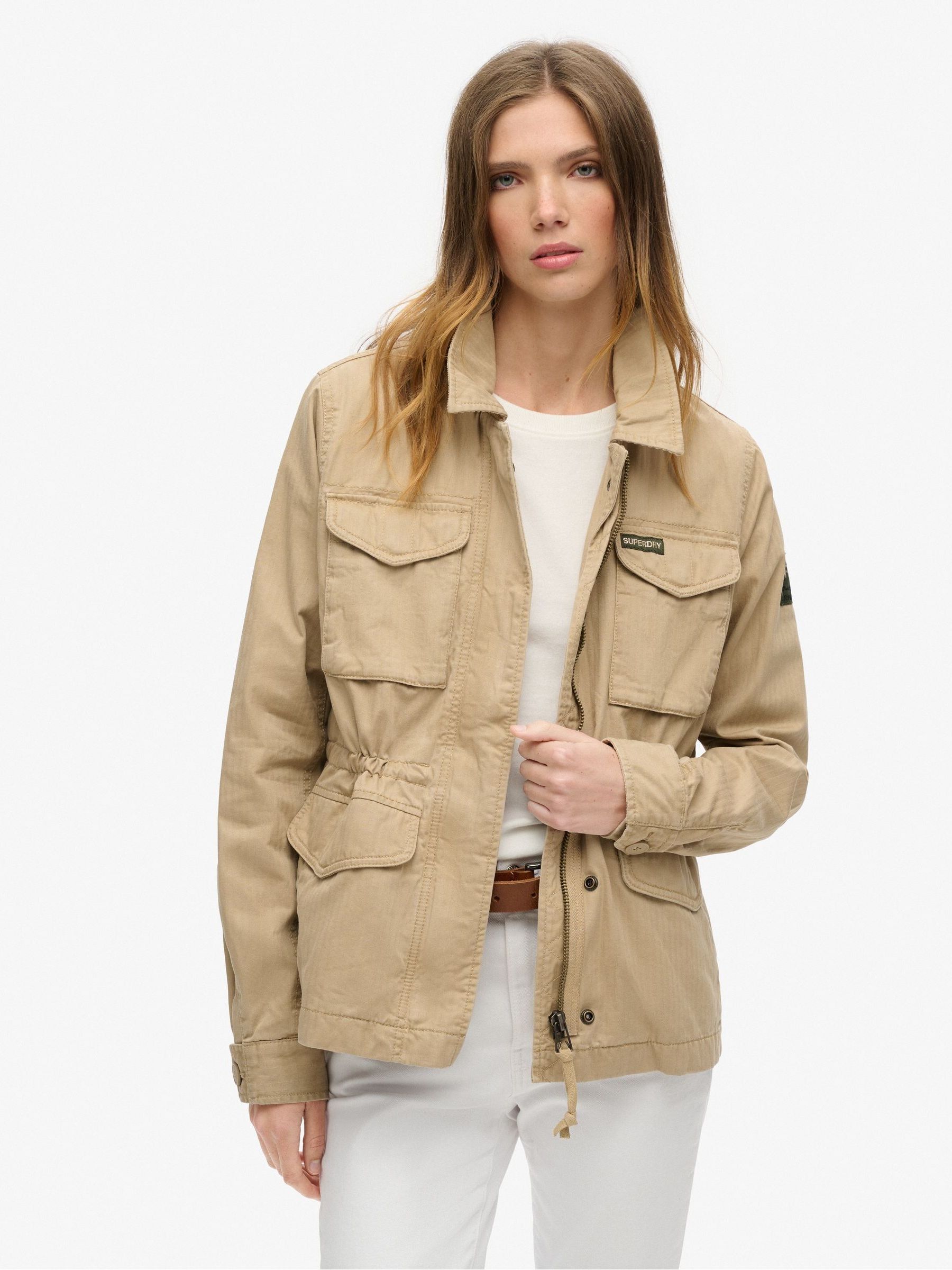 Buy Superdry Canyon Beige Military Lined 100% Cotton Jacket from the ...