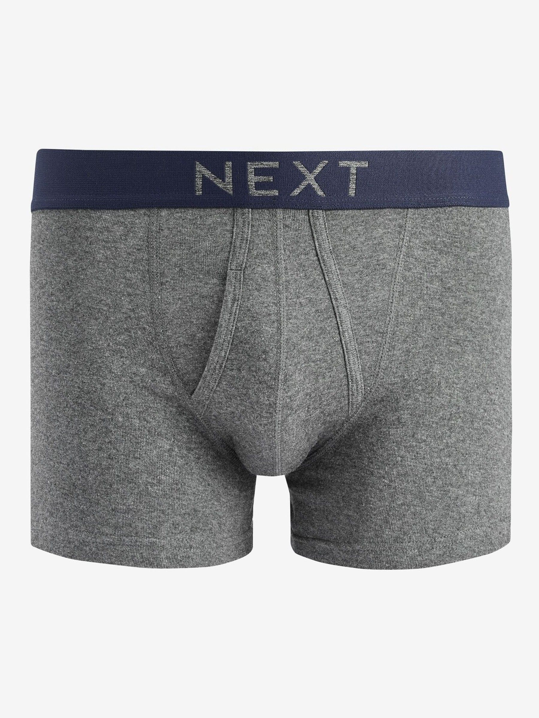 Buy Grey/Navy 4 pack A-Front Pure 100% Cotton Boxers from Next Australia