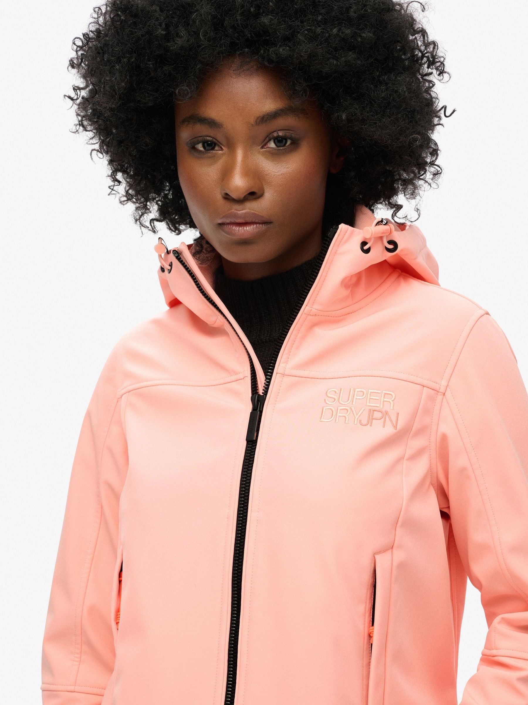 Buy Superdry Peach Pearl Pink Hooded Soft Shell Trekker Jacket from the ...