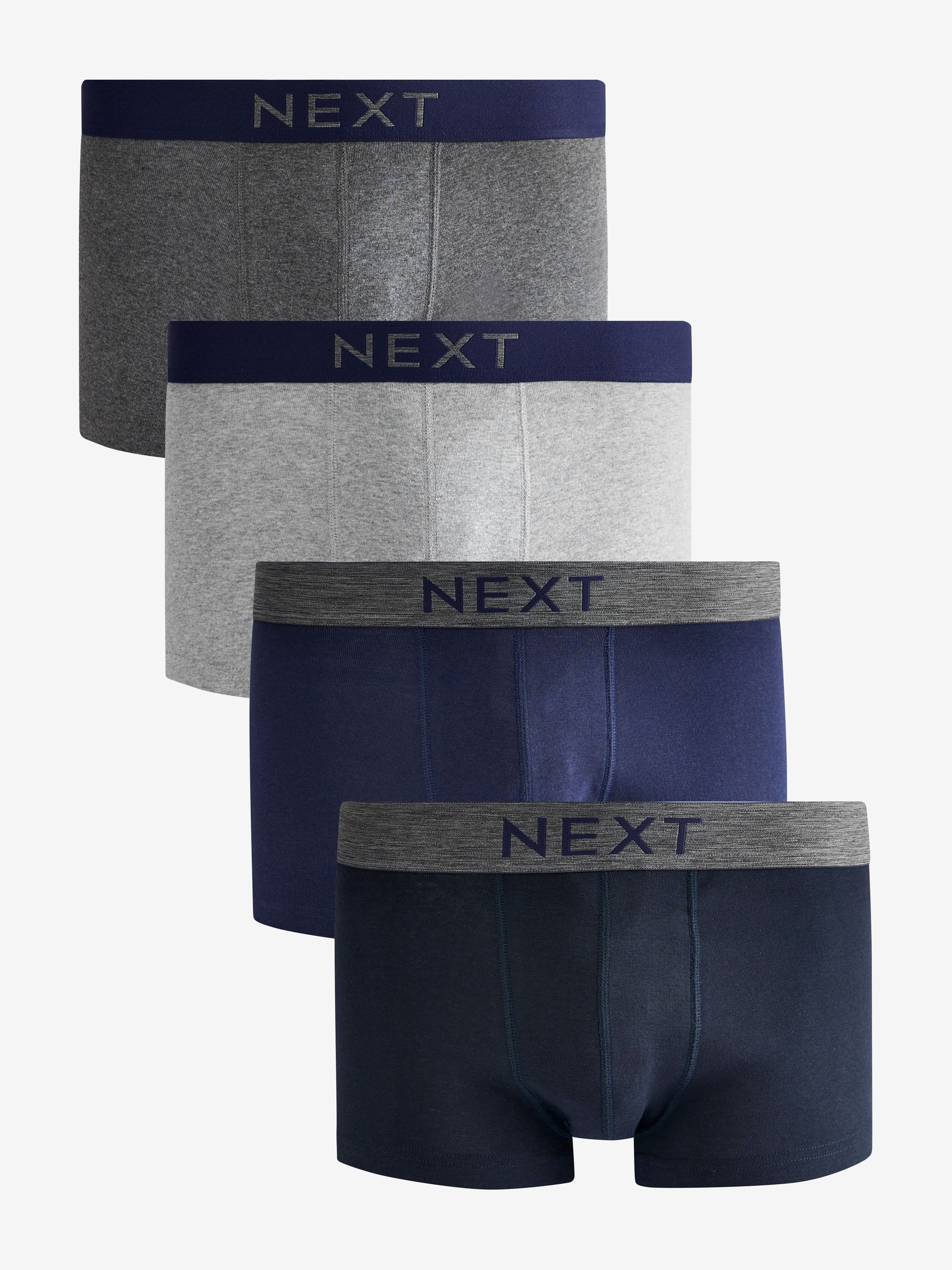 Buy Grey/Navy 4 pack Hipster 100% Cotton Boxers from the Next UK online ...