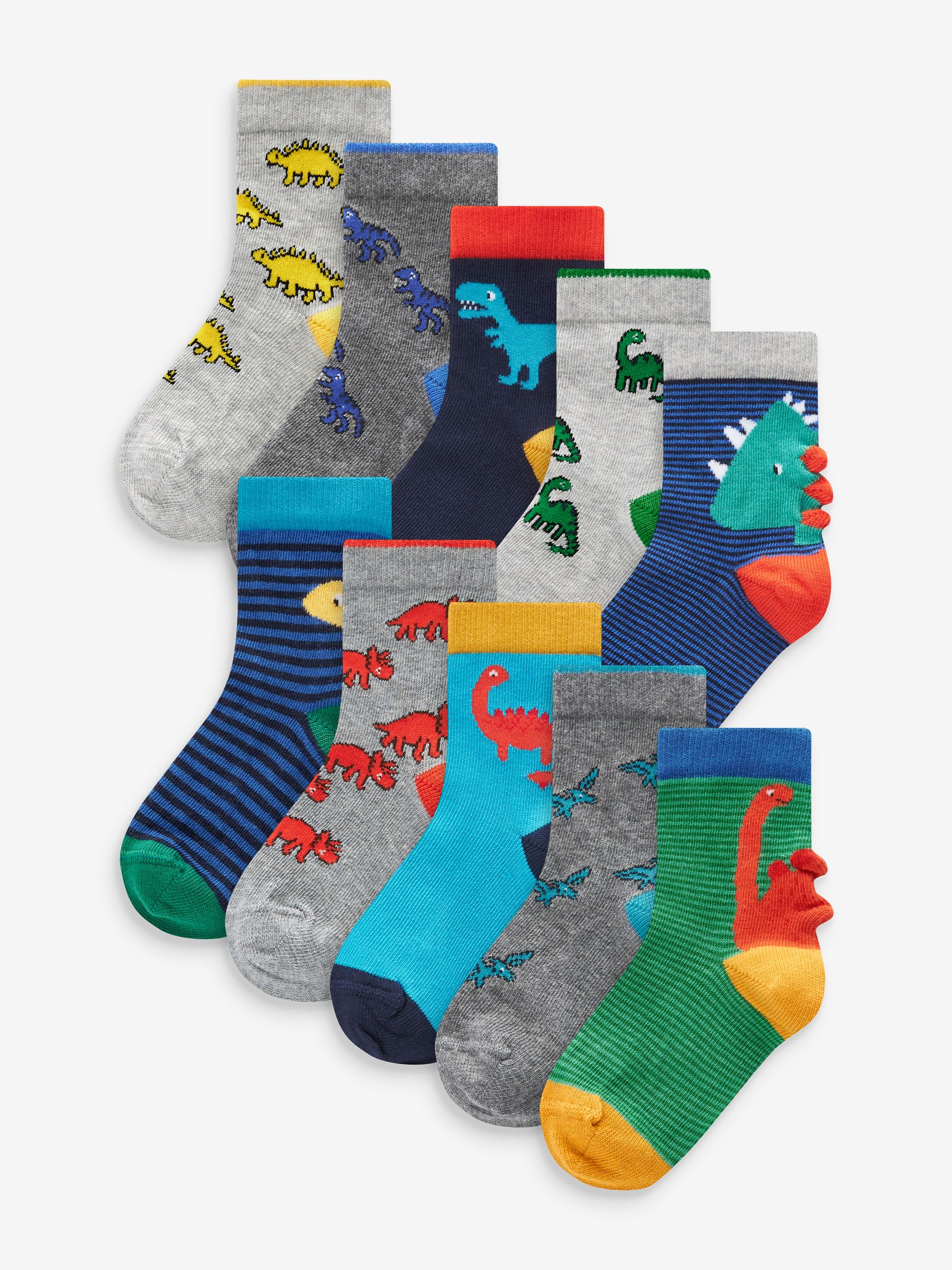 Buy Bright Dino 10 Pack Cotton Rich Socks from Next USA
