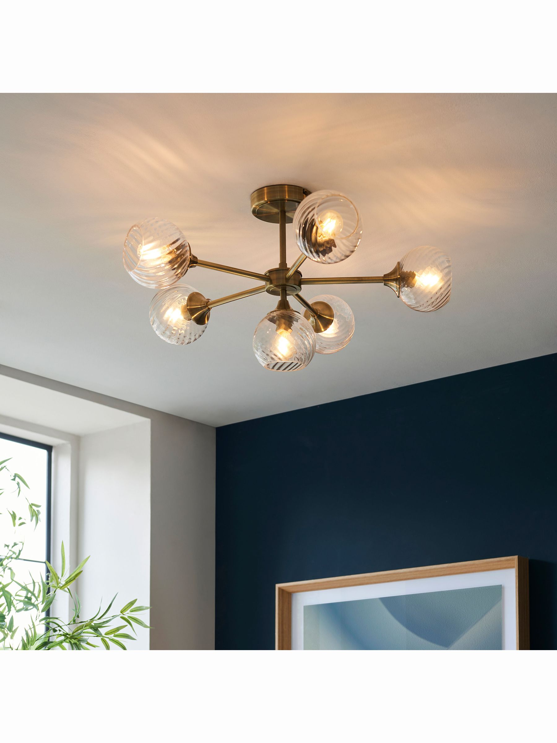 Buy Gallery Home Antique Brass Lexi 6 Bulb Ceiling Light from the Next ...