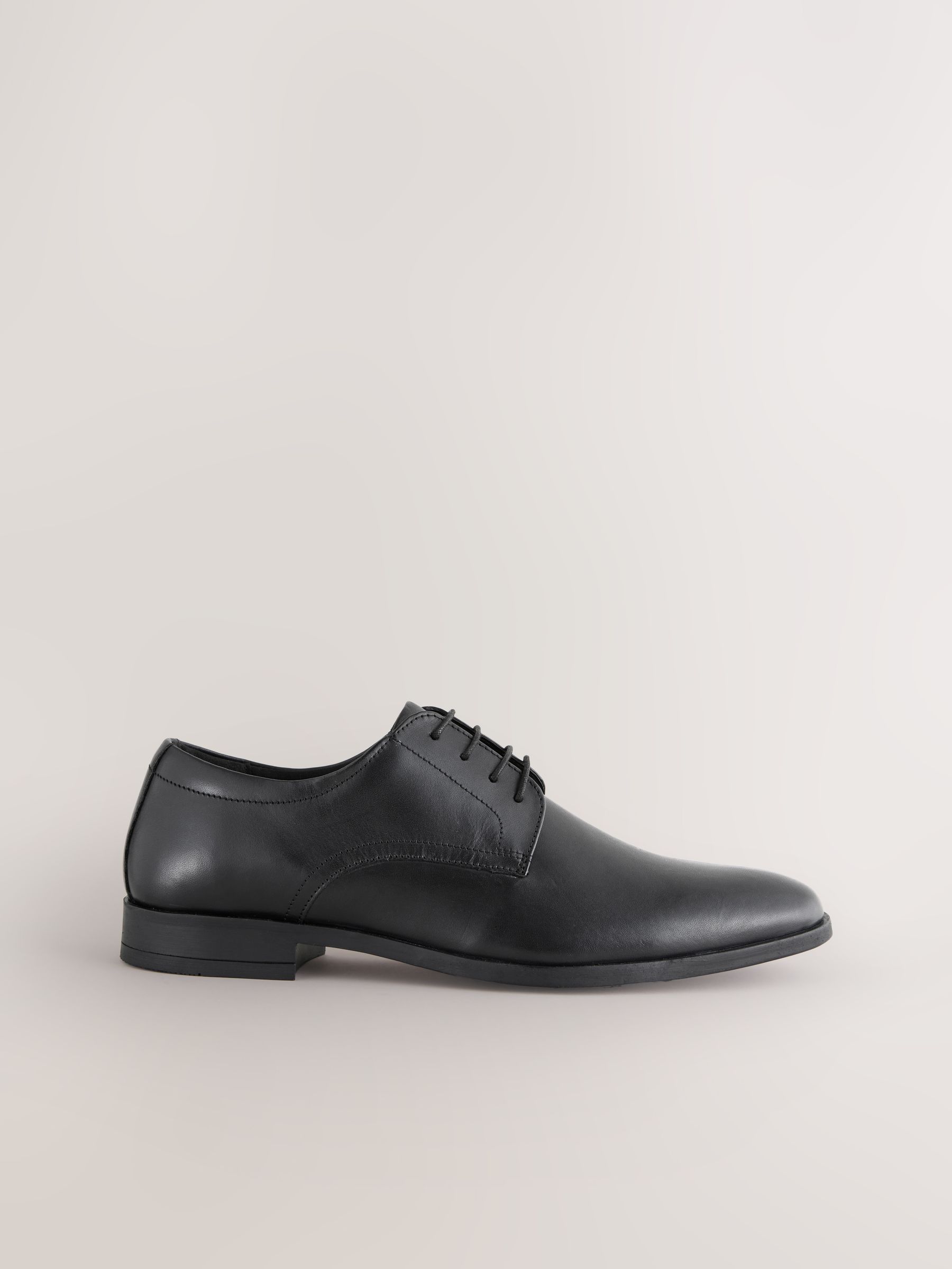 Buy Black Standard Fit Leather Plain Derby Shoes from Next Australia