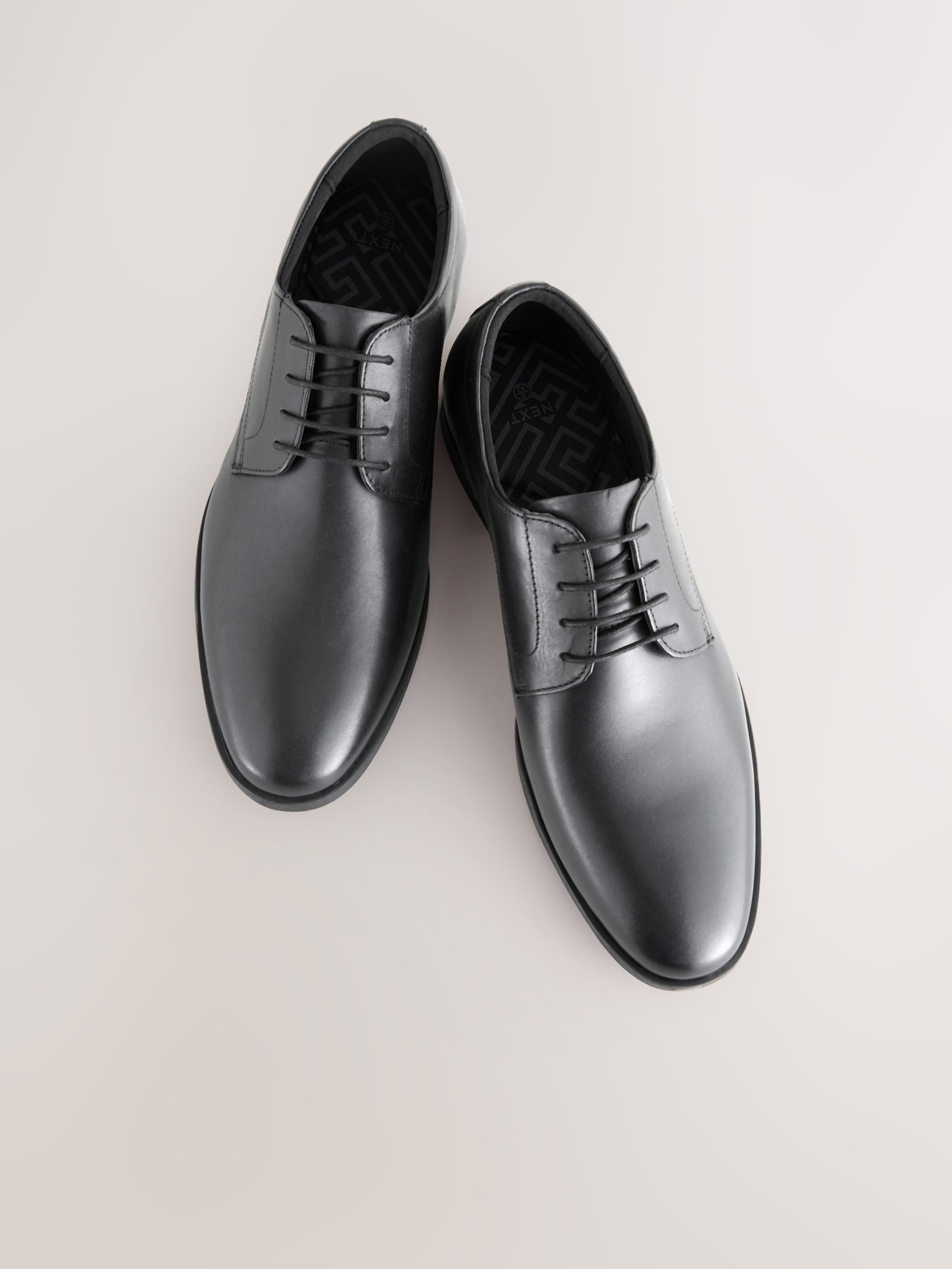Buy Black Standard Fit Leather Plain Derby Shoes from Next Australia