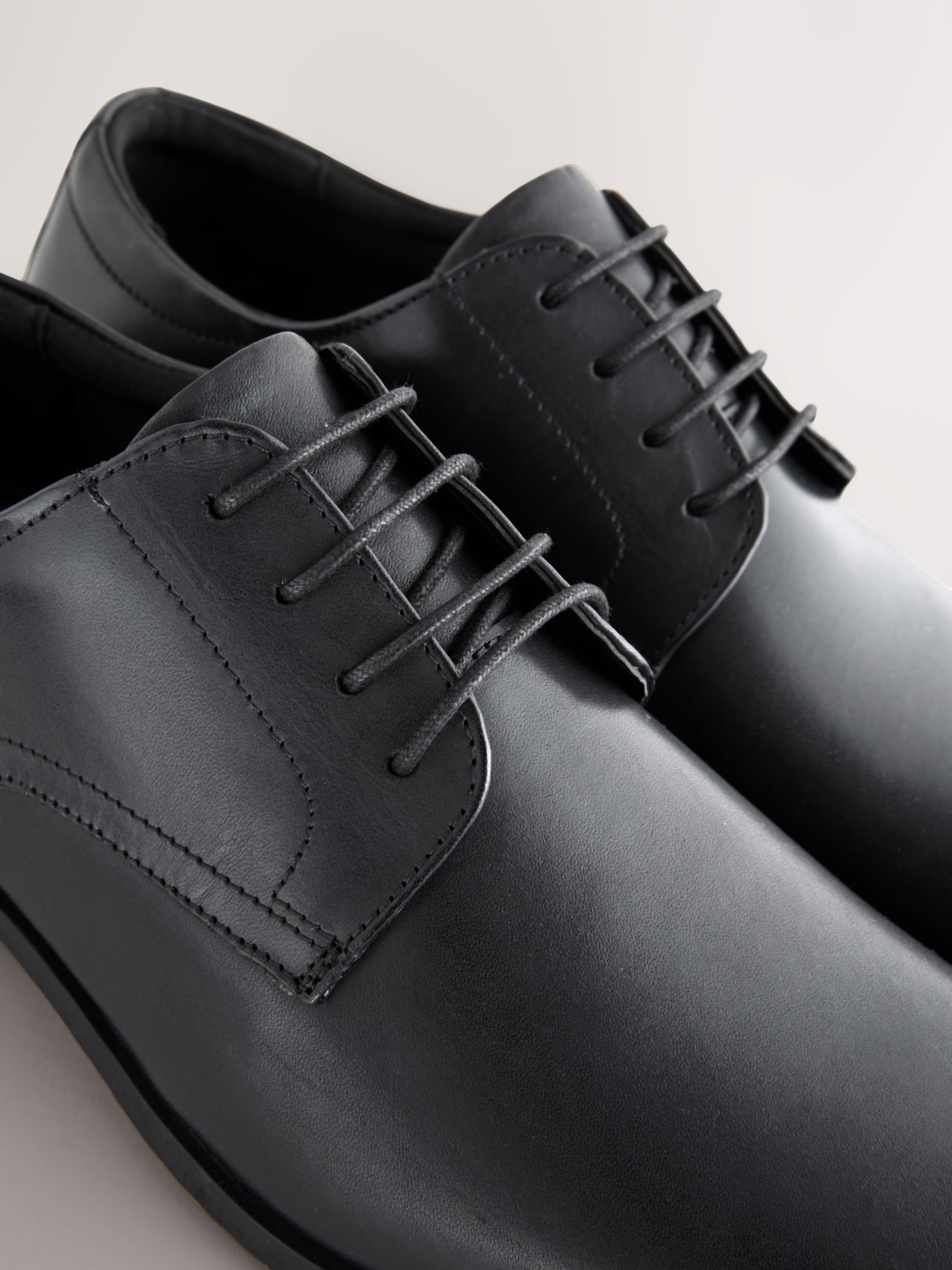 Buy Black Standard Fit Leather Plain Derby Shoes from Next Australia