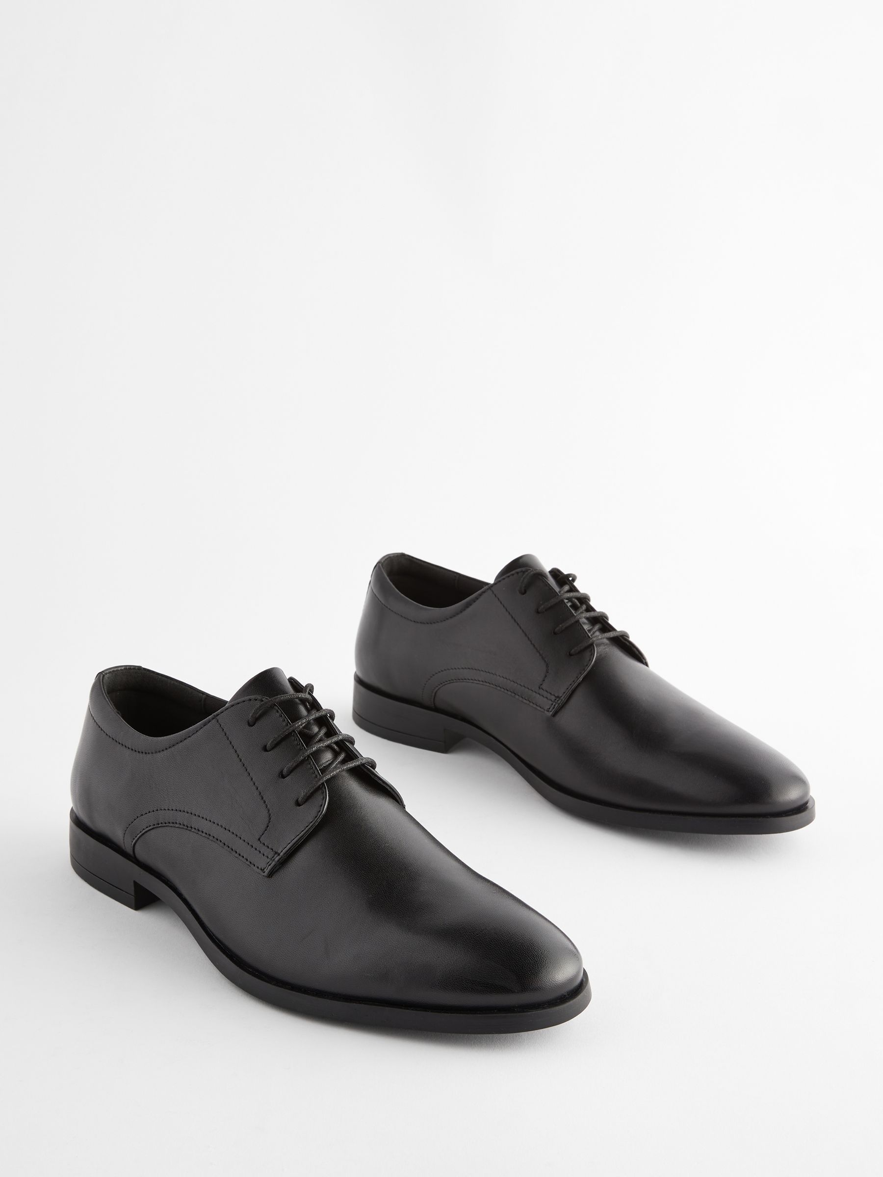Buy Black Wide Fit Leather Plain Derby Shoes from Next Australia