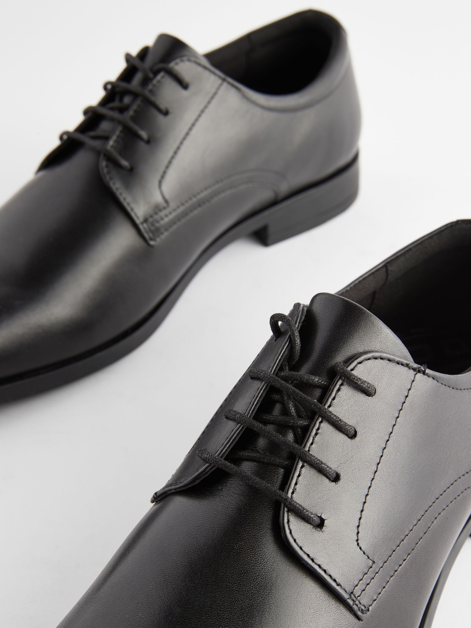 Buy Black Wide Fit Leather Plain Derby Shoes from Next Australia
