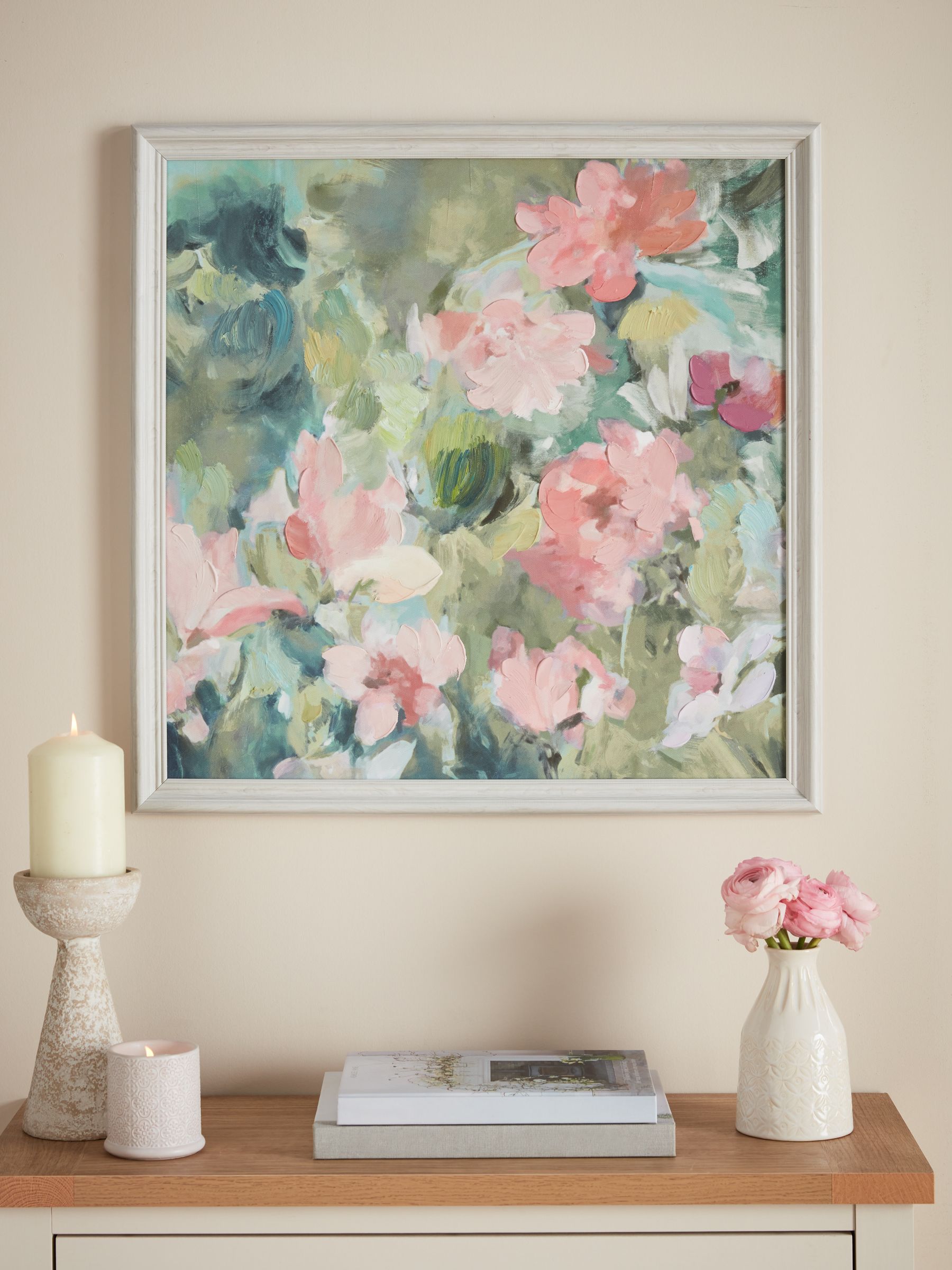 Buy Green Pink Abstract Floral Framed Wall Art from the Next UK online shop