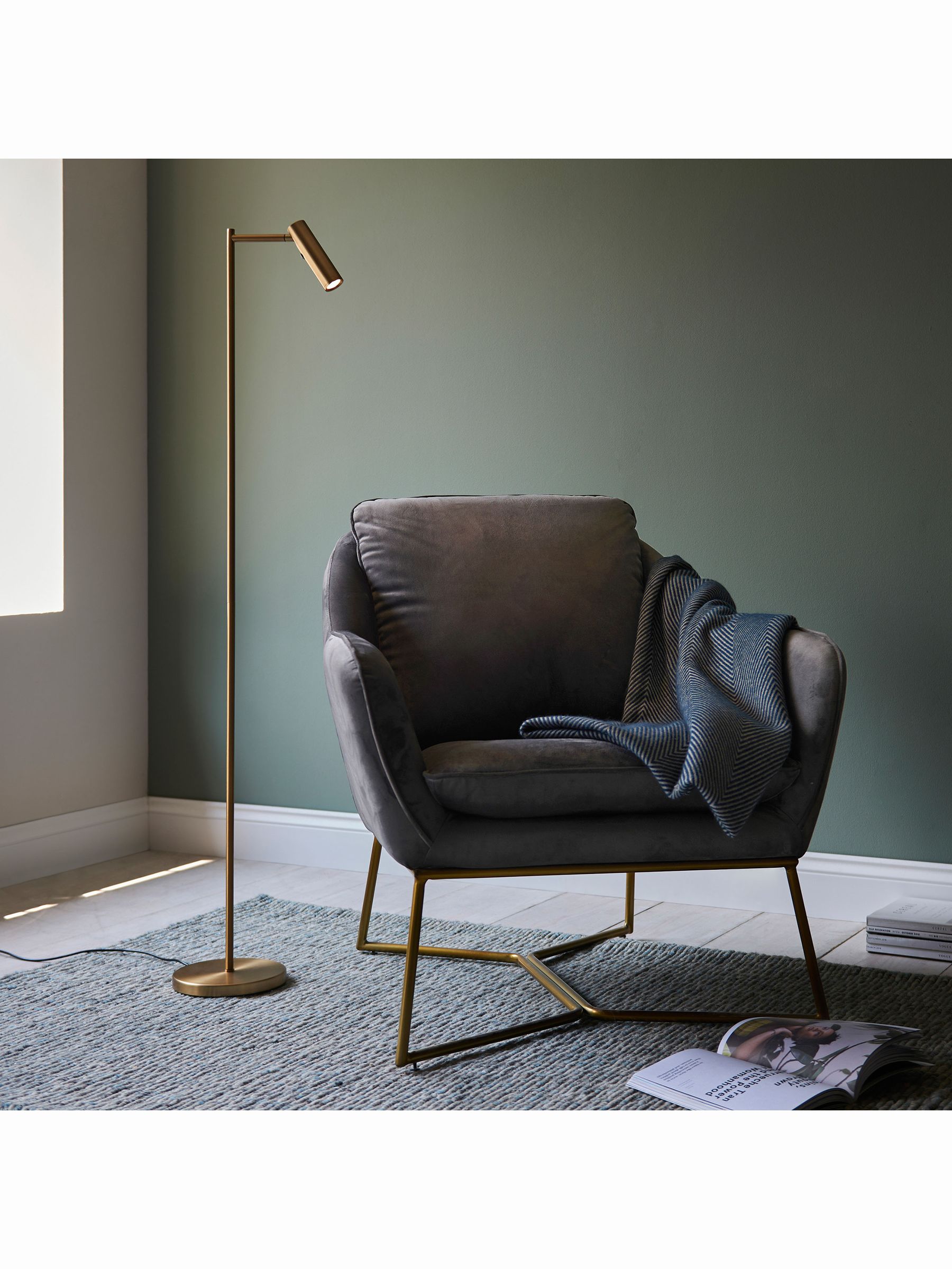 Buy Gallery Home Reader Satin Warm Brass Floor Lamp from the Next UK ...