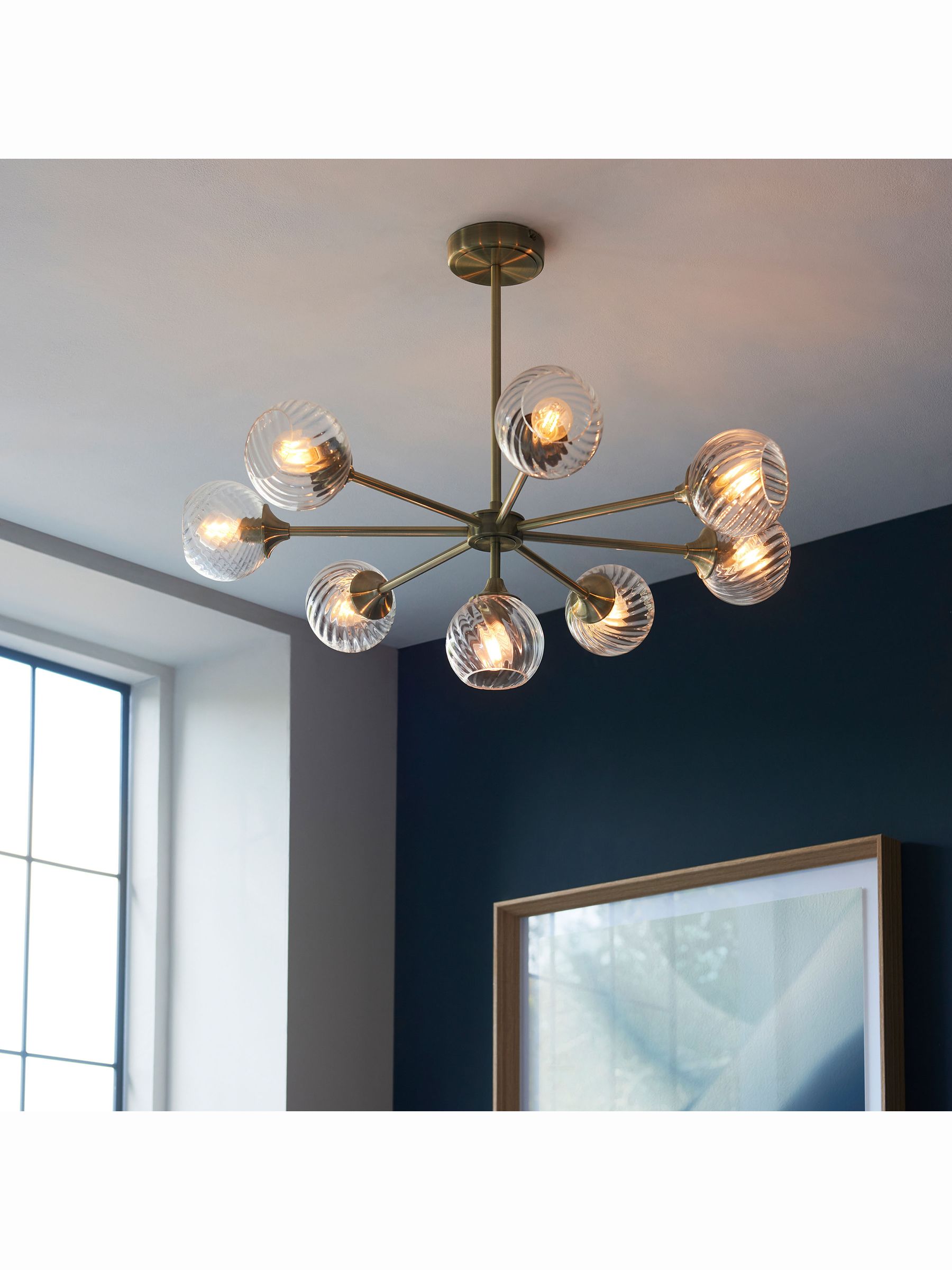 Buy Gallery Home Lexi Antique Brass 8 Bulb Pendant Ceiling Light from ...