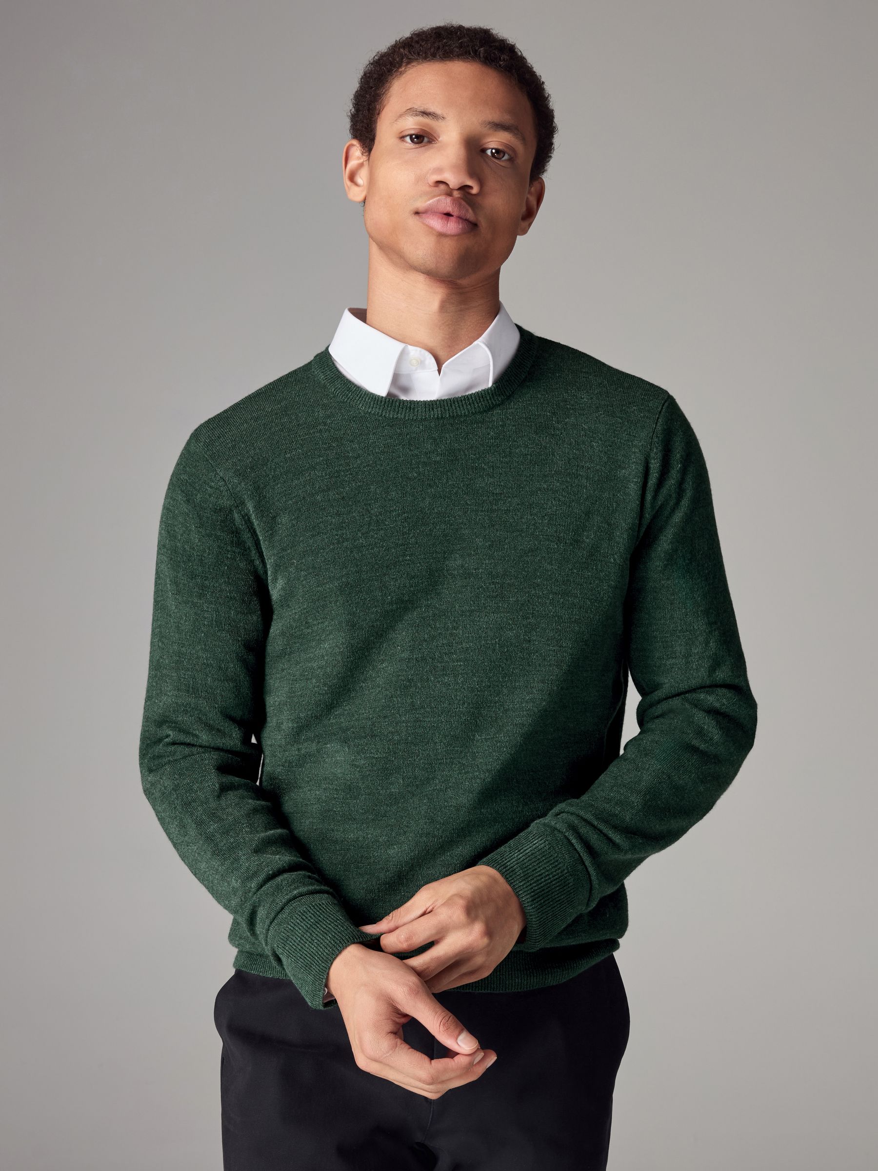 Buy Dark Green Crew Neck Regular Soft Touch Knit Jumper from Next ...