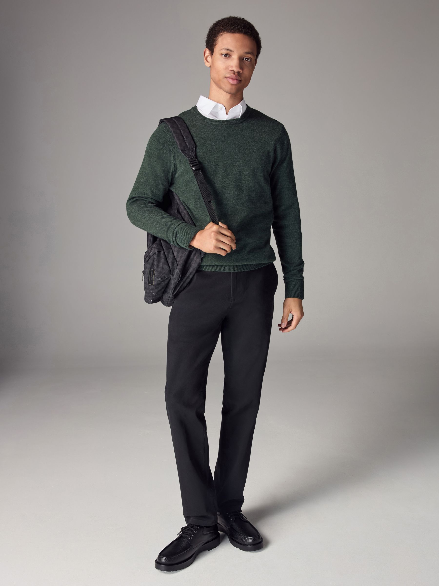 Buy Dark Green Crew Neck Regular Soft Touch Knit Jumper from Next ...