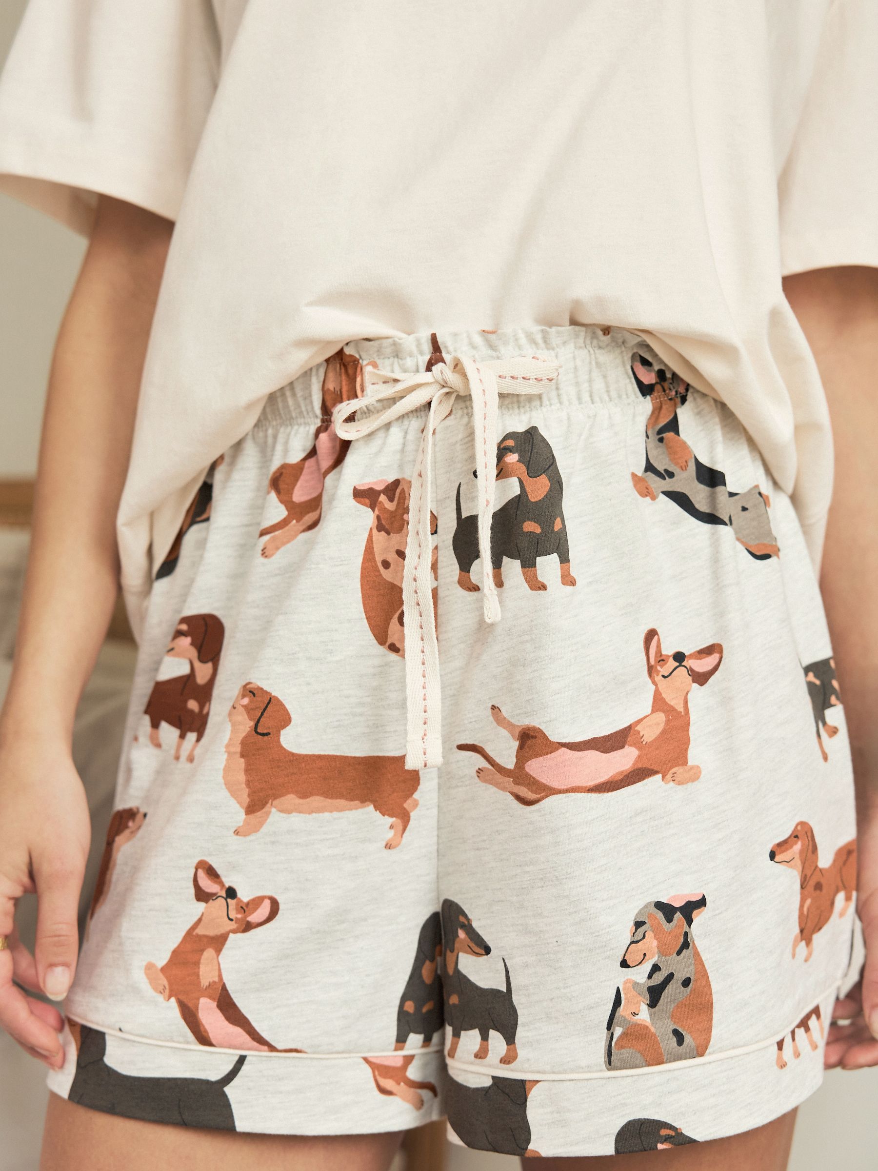 Buy Ecru Dachshund 100% Cotton Short Set Pyjamas from the Next UK ...