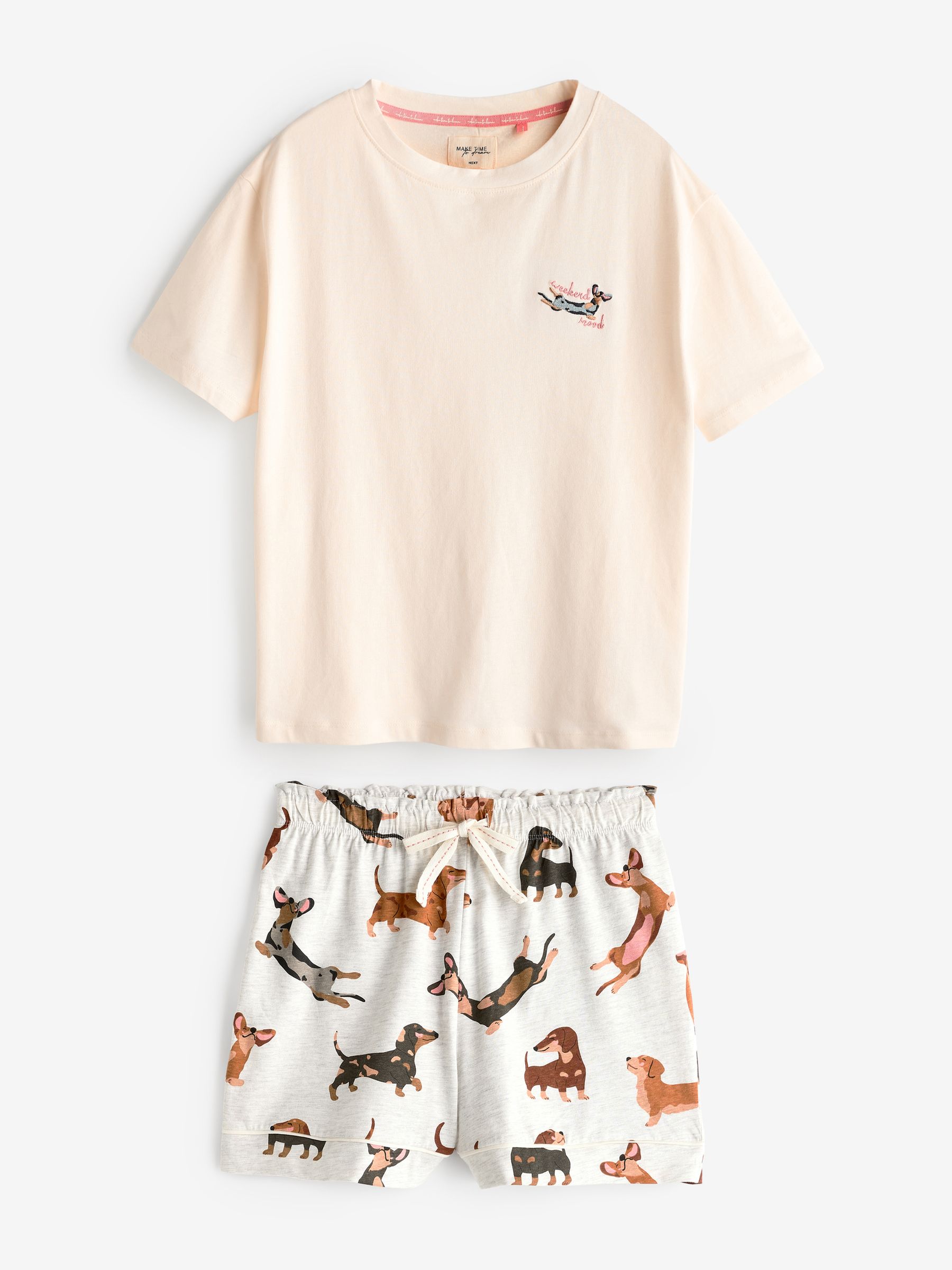 Buy Ecru Dachshund 100% Cotton Short Set Pyjamas from the Next UK ...