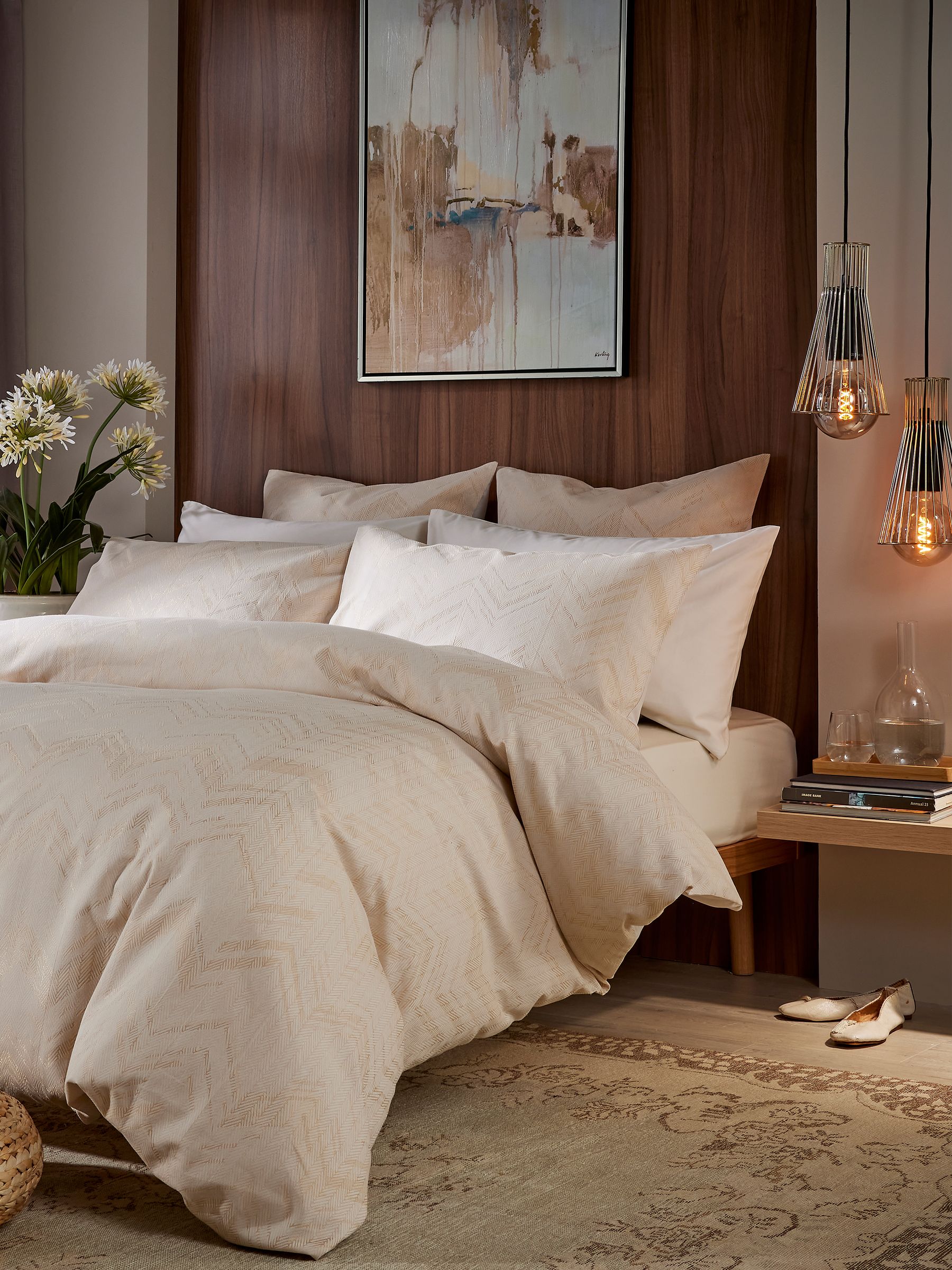 Buy Vantona Cream Luton Jacquard Duvet Cover and Pillowcase Set from ...