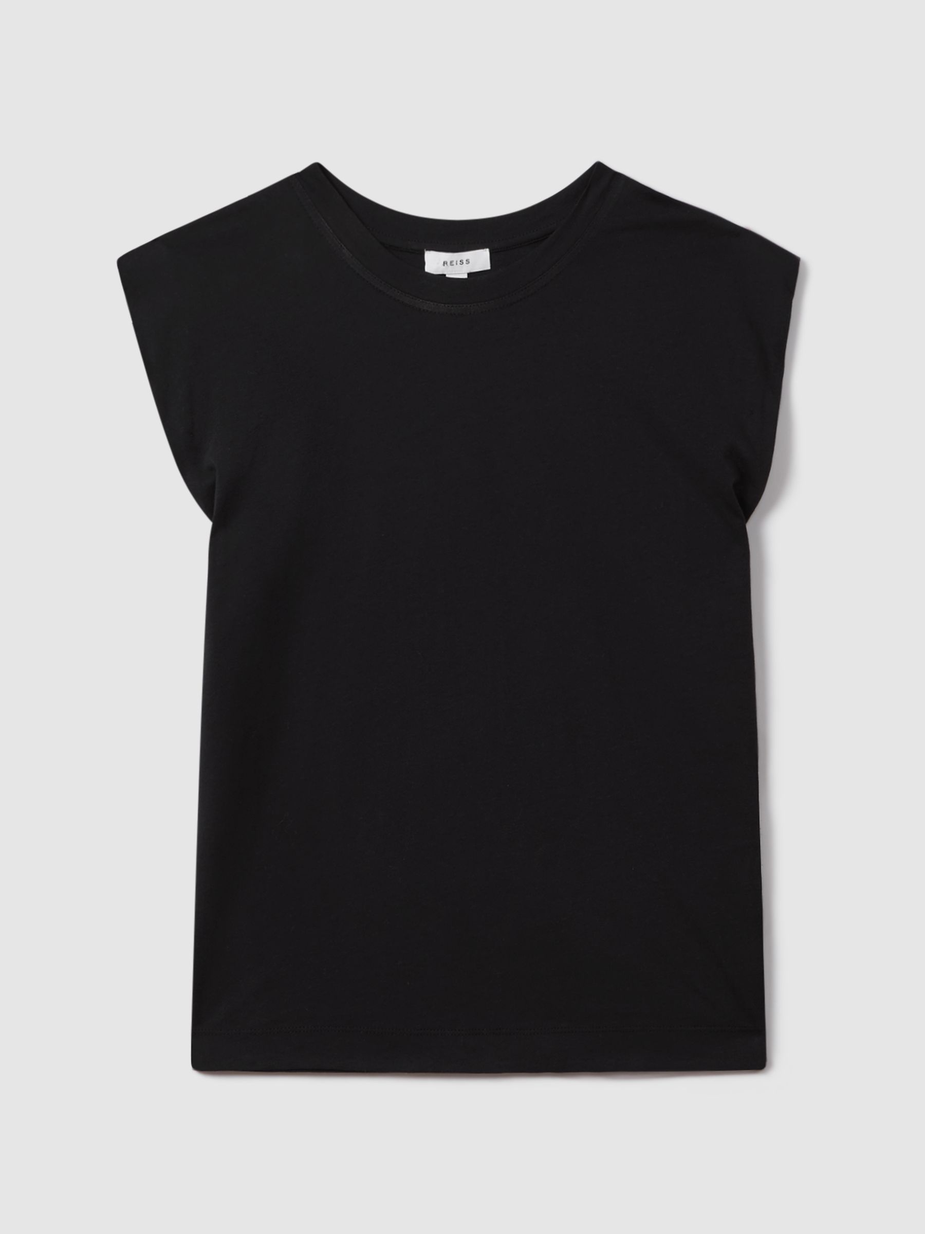 Buy Reiss Black Morgan Cotton Capped Sleeve T-Shirt from the Next UK ...