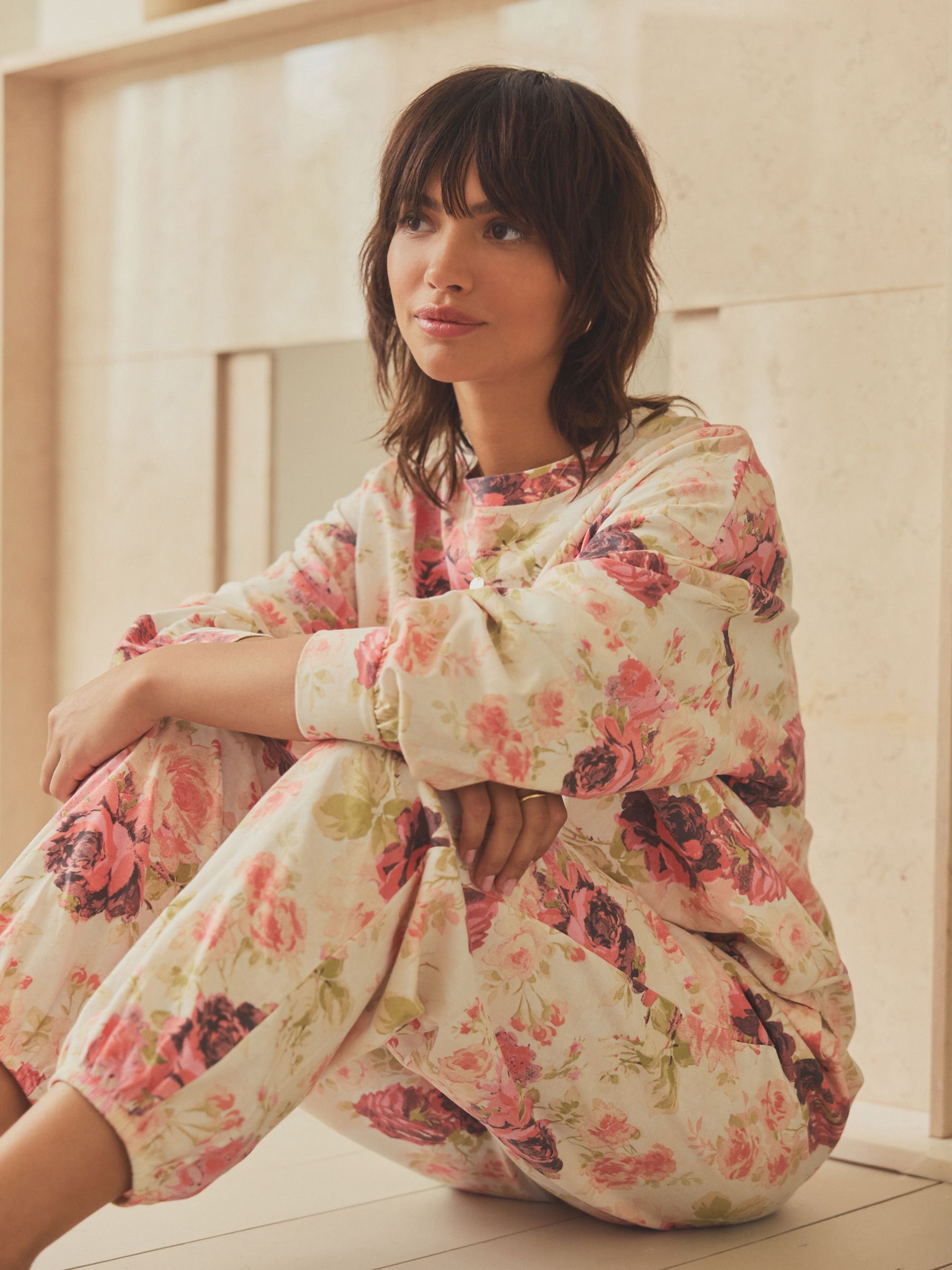 Buy Pink Floral 100% Cotton Long Sleeve Pyjamas from the Next UK online ...