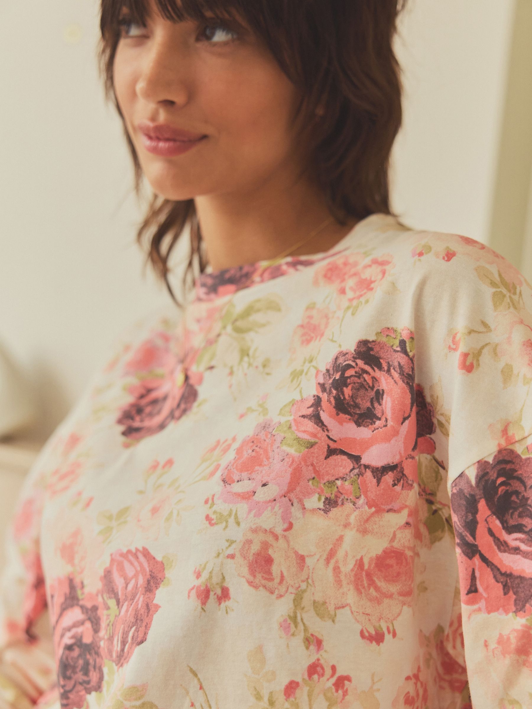 Buy Pink Floral 100% Cotton Long Sleeve Pyjamas from the Next UK online ...