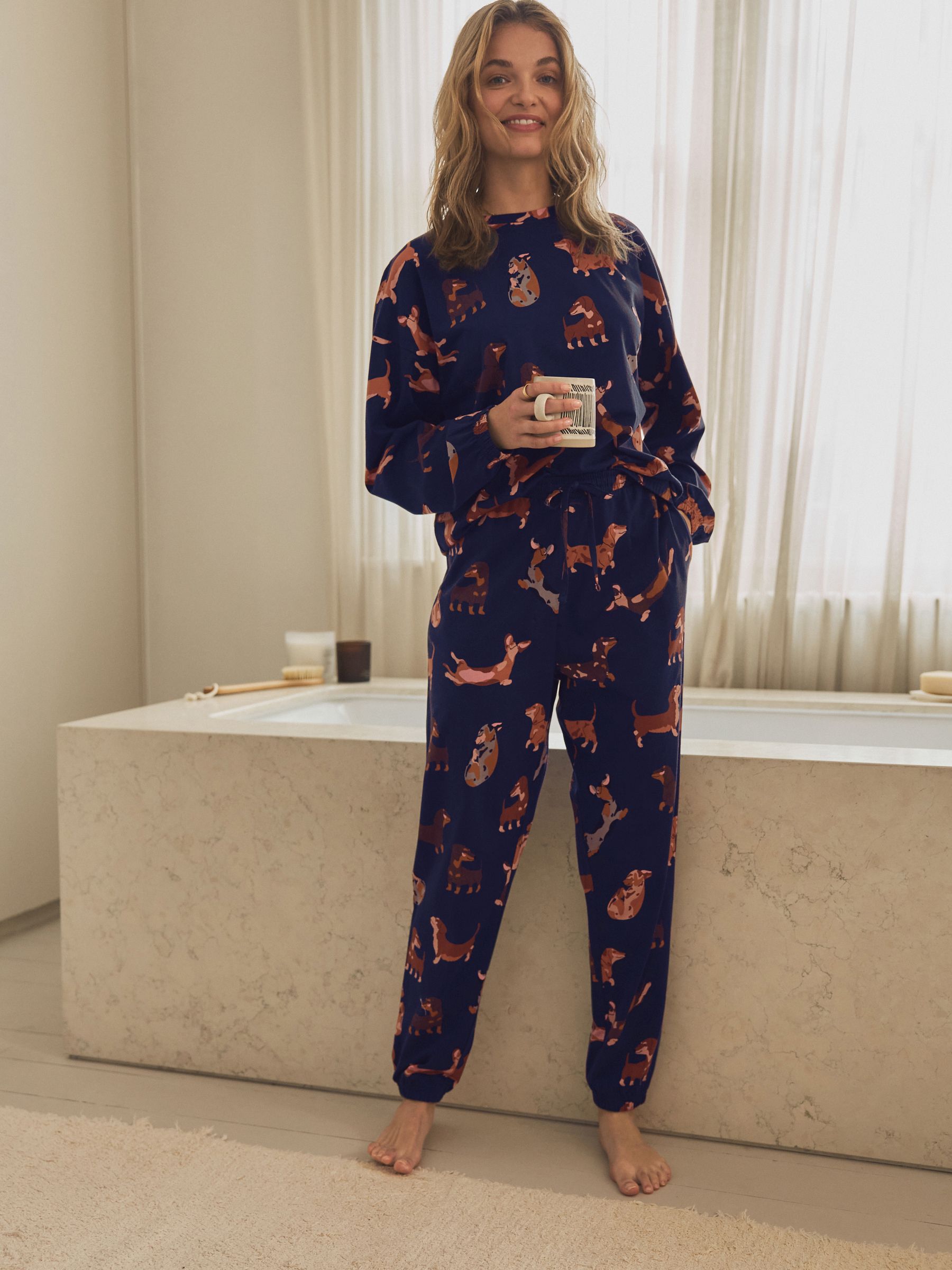 Buy Navy Blue Dachshund Long Sleeve Pyjamas from Next USA