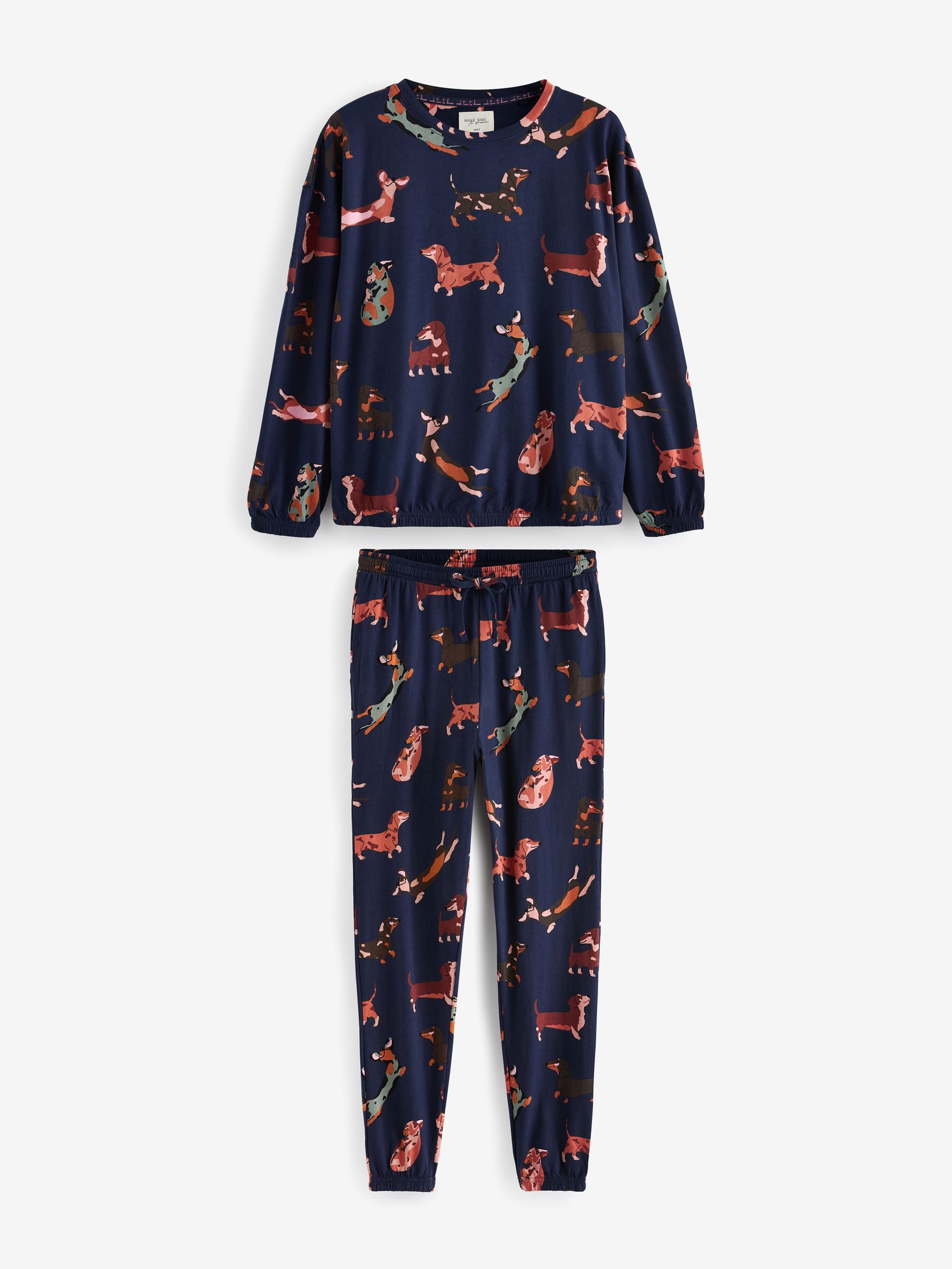 Buy Navy Blue Dachshund 100 Cotton Long Sleeve Pyjamas from the Next UK online shop