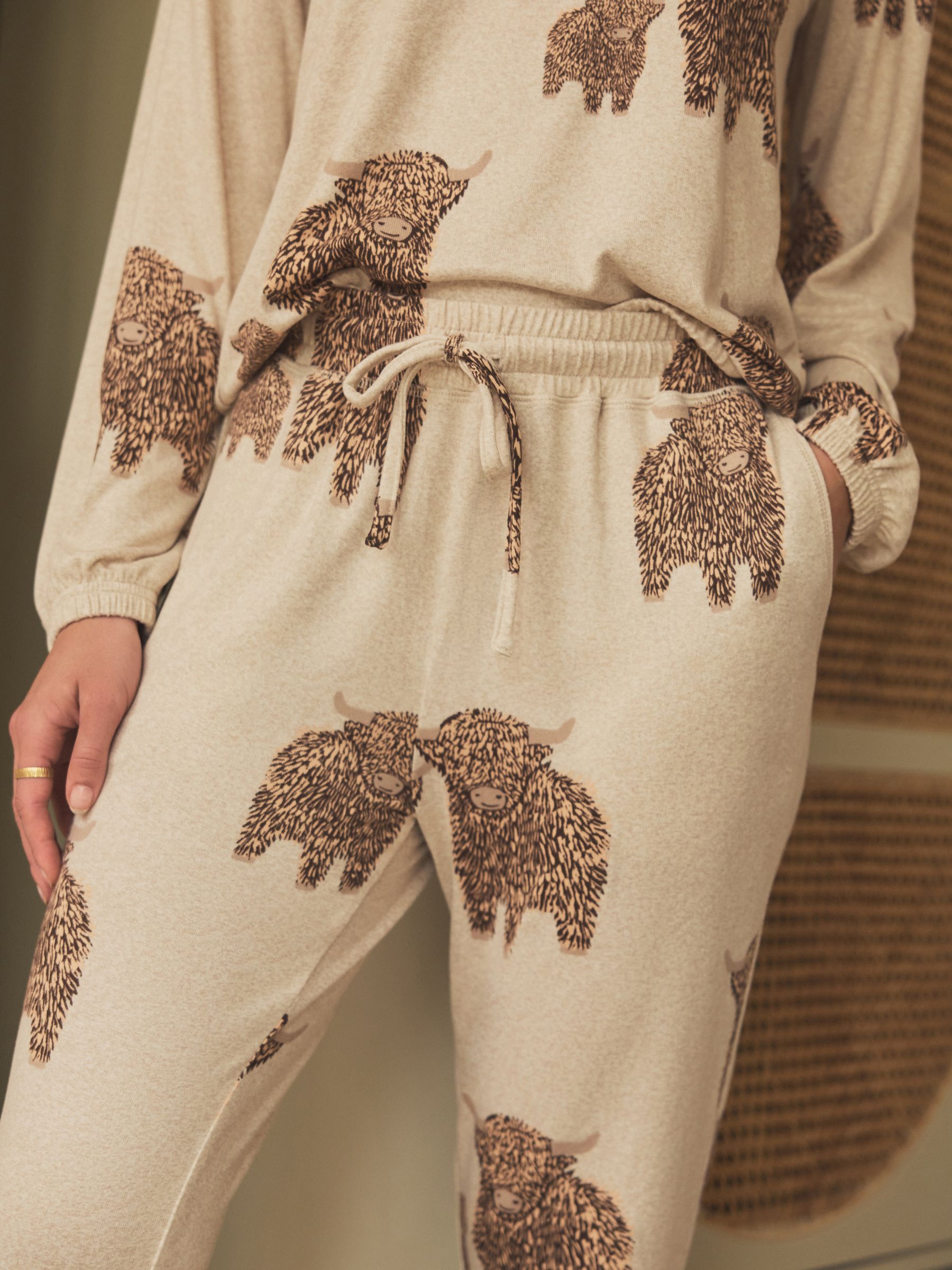 Buy Ecru Hamish The Highland Cow Cosy Long Sleeve Pyjamas from the Next ...