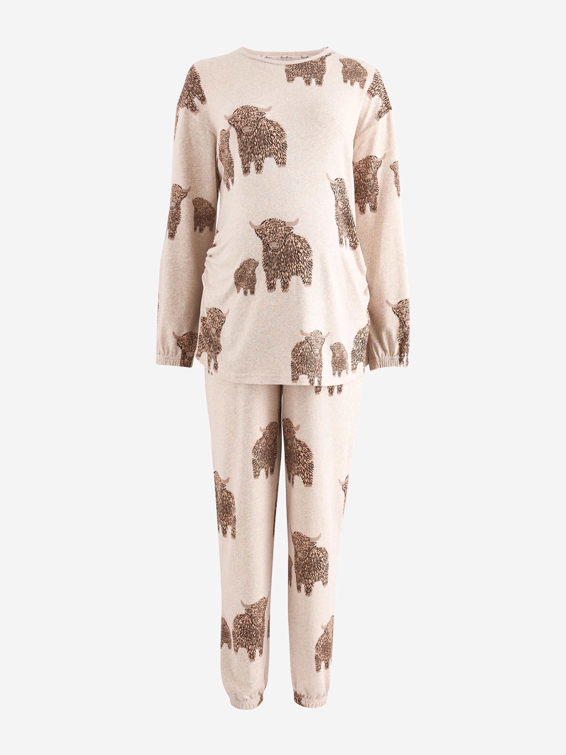 Buy Ecru Hamish the Highland Cow Maternity Long Sleeve Pyjamas from the ...