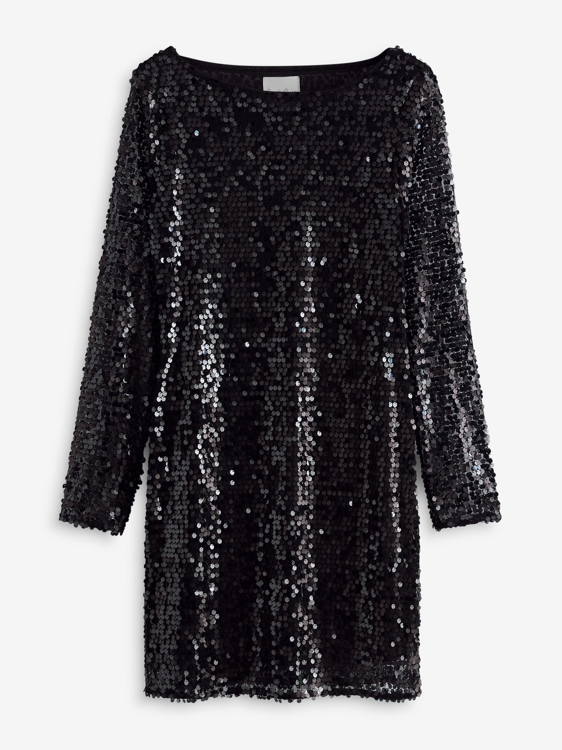 Buy Black Sequin Sequin Long Sleeve Mini Dress from the Next UK online shop
