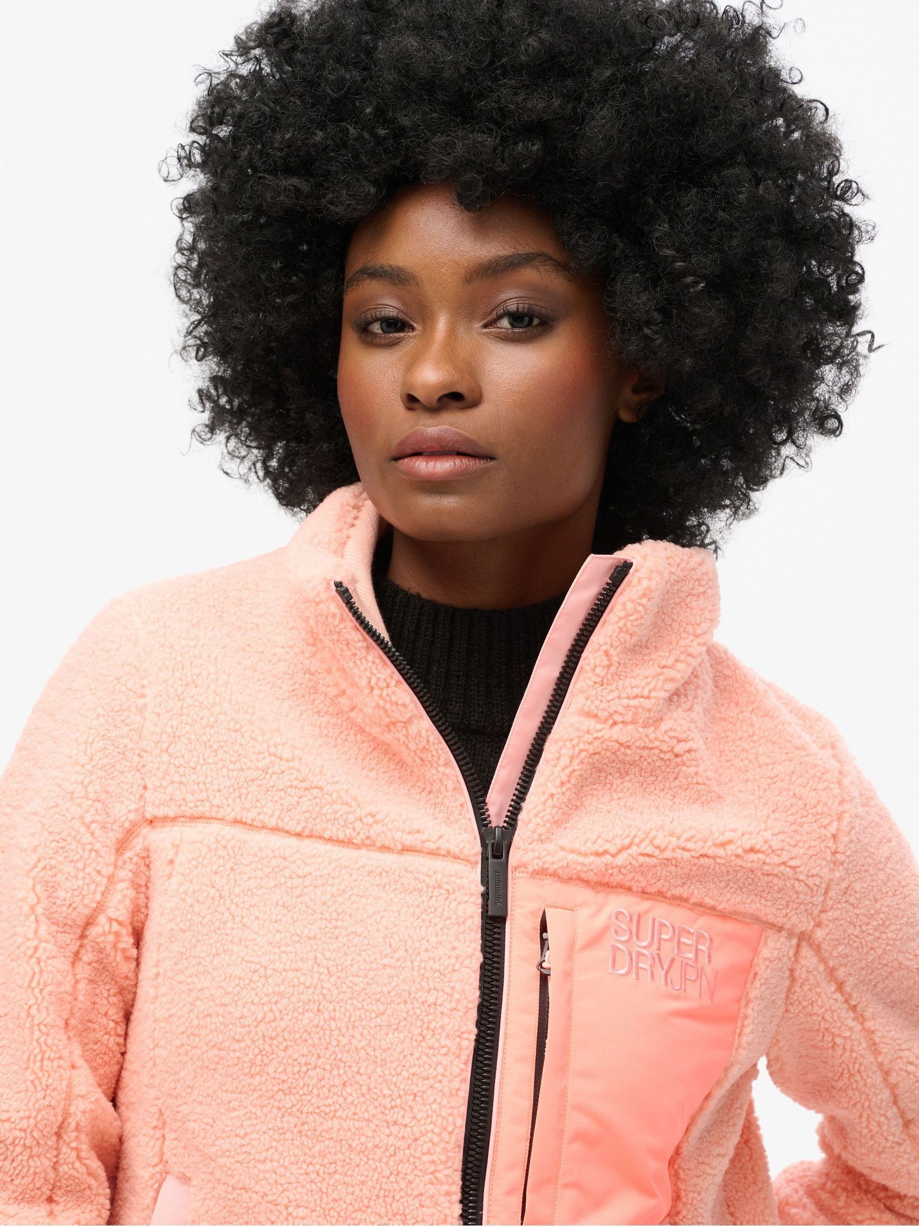 Buy Superdry Peach Pearl Pink Fleece Trekker Jacket from the Next UK ...