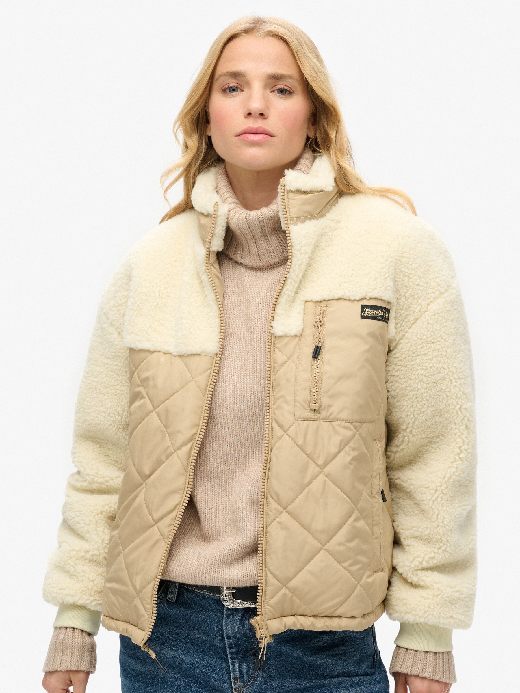 Buy Superdry Urban Cream Workwear Fleece Hybrid Jacket from the Next UK ...