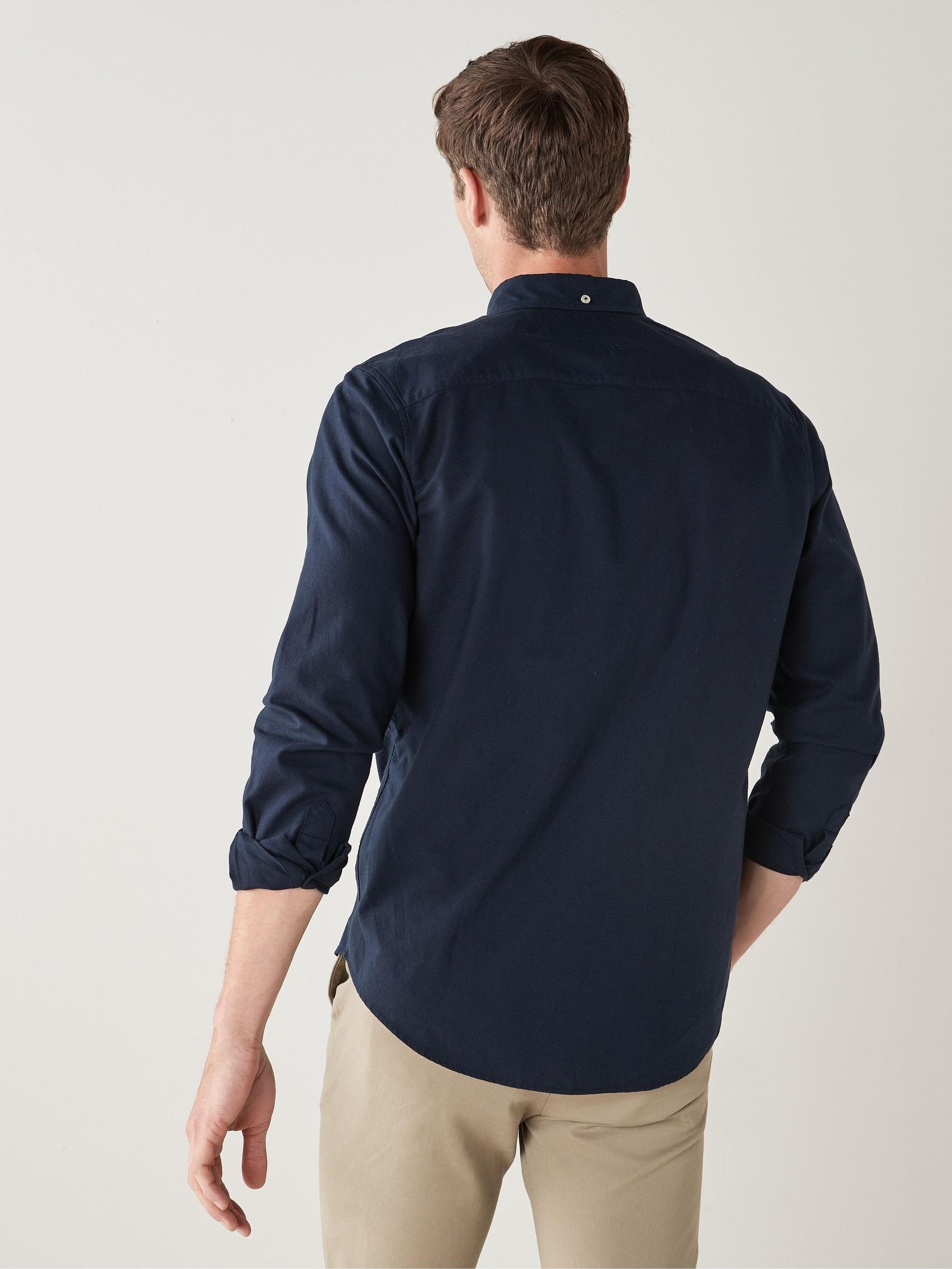 Buy Navy Blue Regular Fit Long Sleeve Oxford Shirt from the Next UK ...