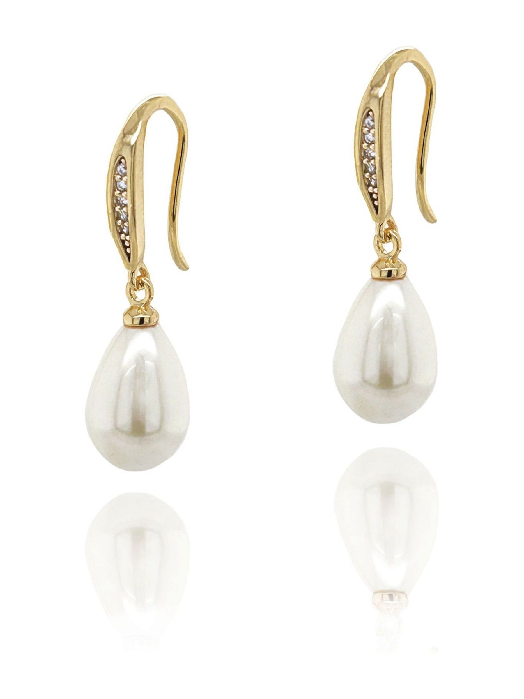 Buy Ivory & Co Gold Tone Salford Crystal And Pearl Drop Earrings from ...