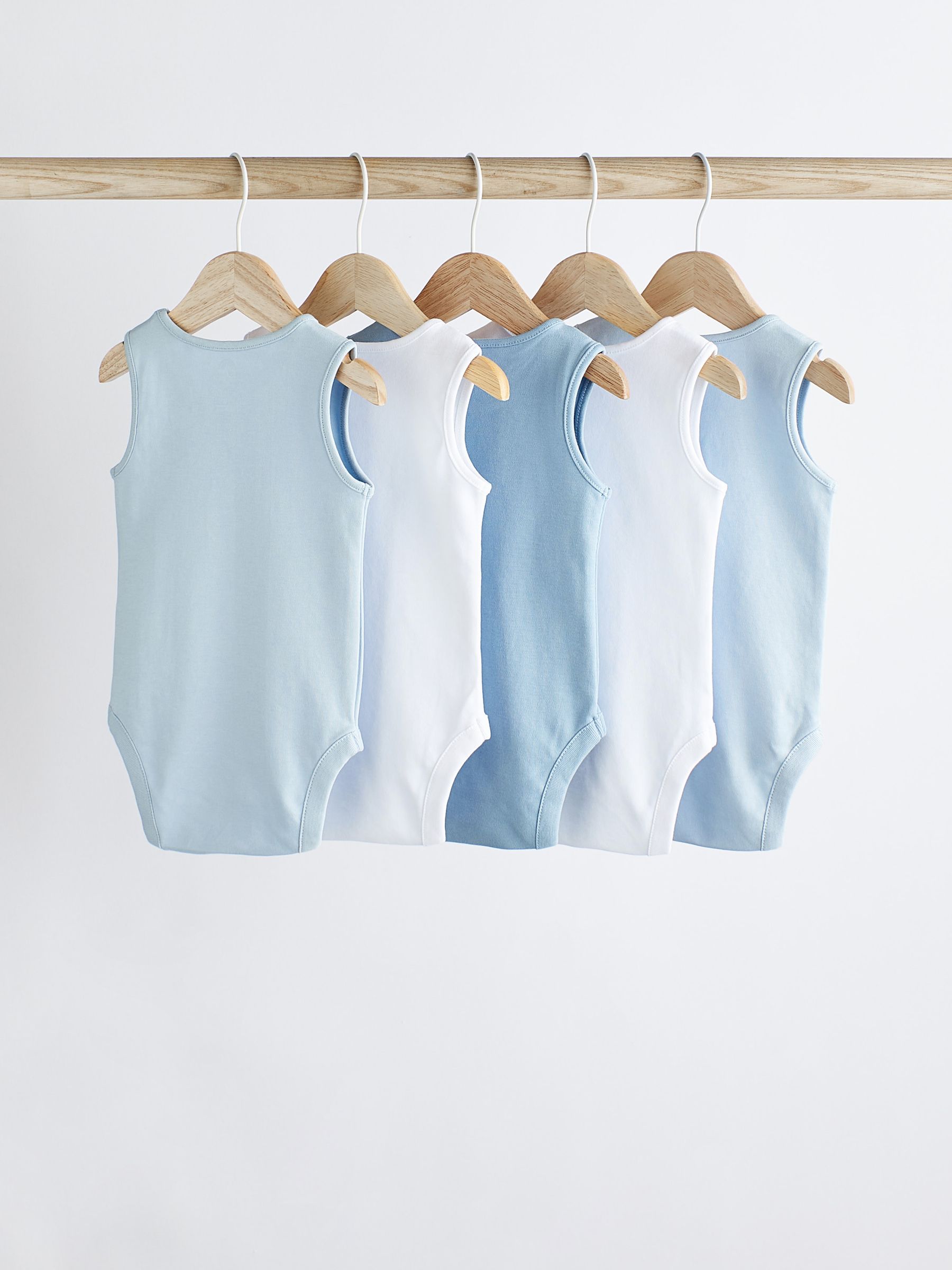 Buy Blue 5 Pack Baby Vest Bodysuits from Next United Arab Emirates
