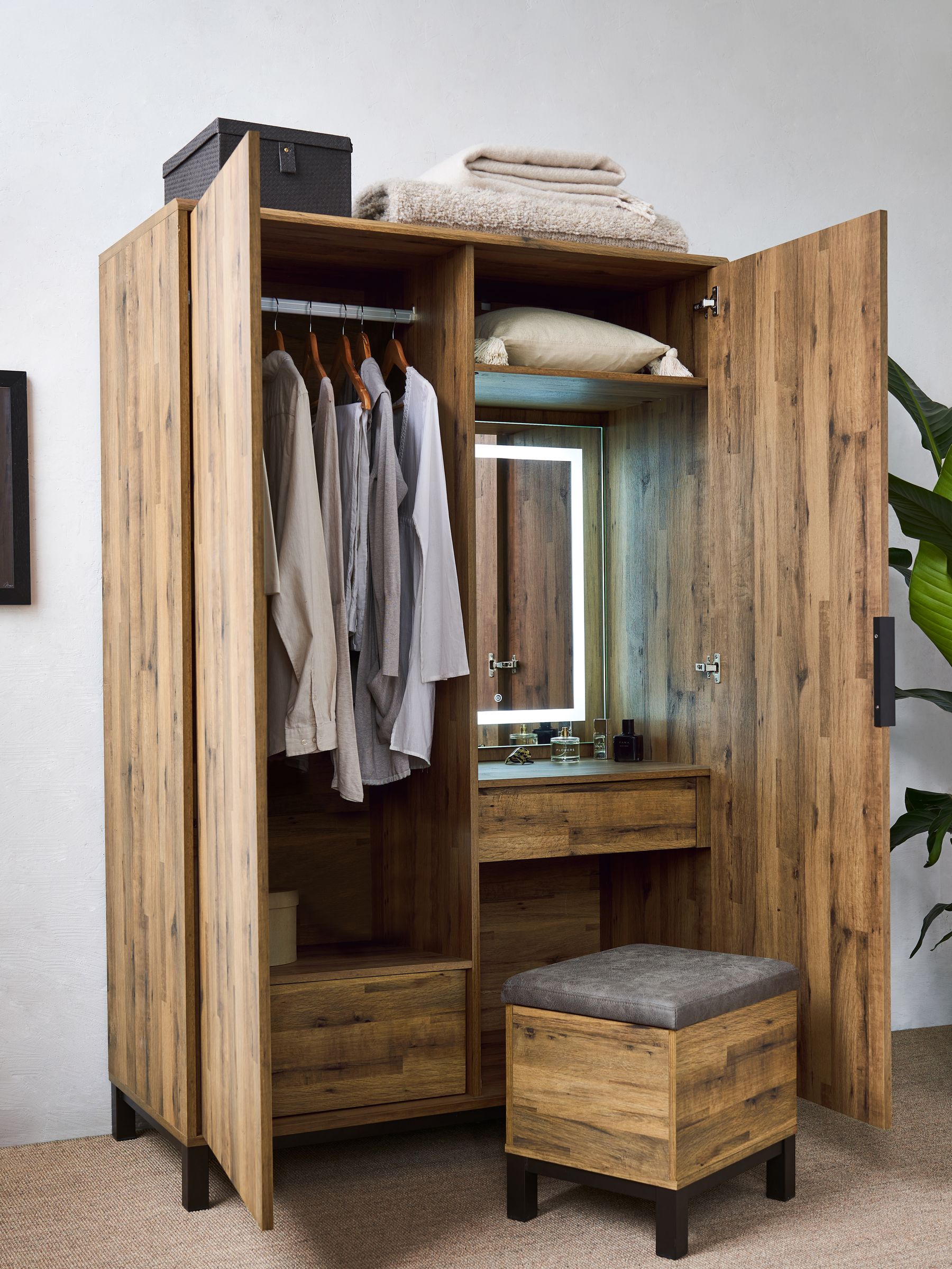 Buy Dark Natural Bronx Oak Effect Wardrobe Dresser from the Next UK online shop