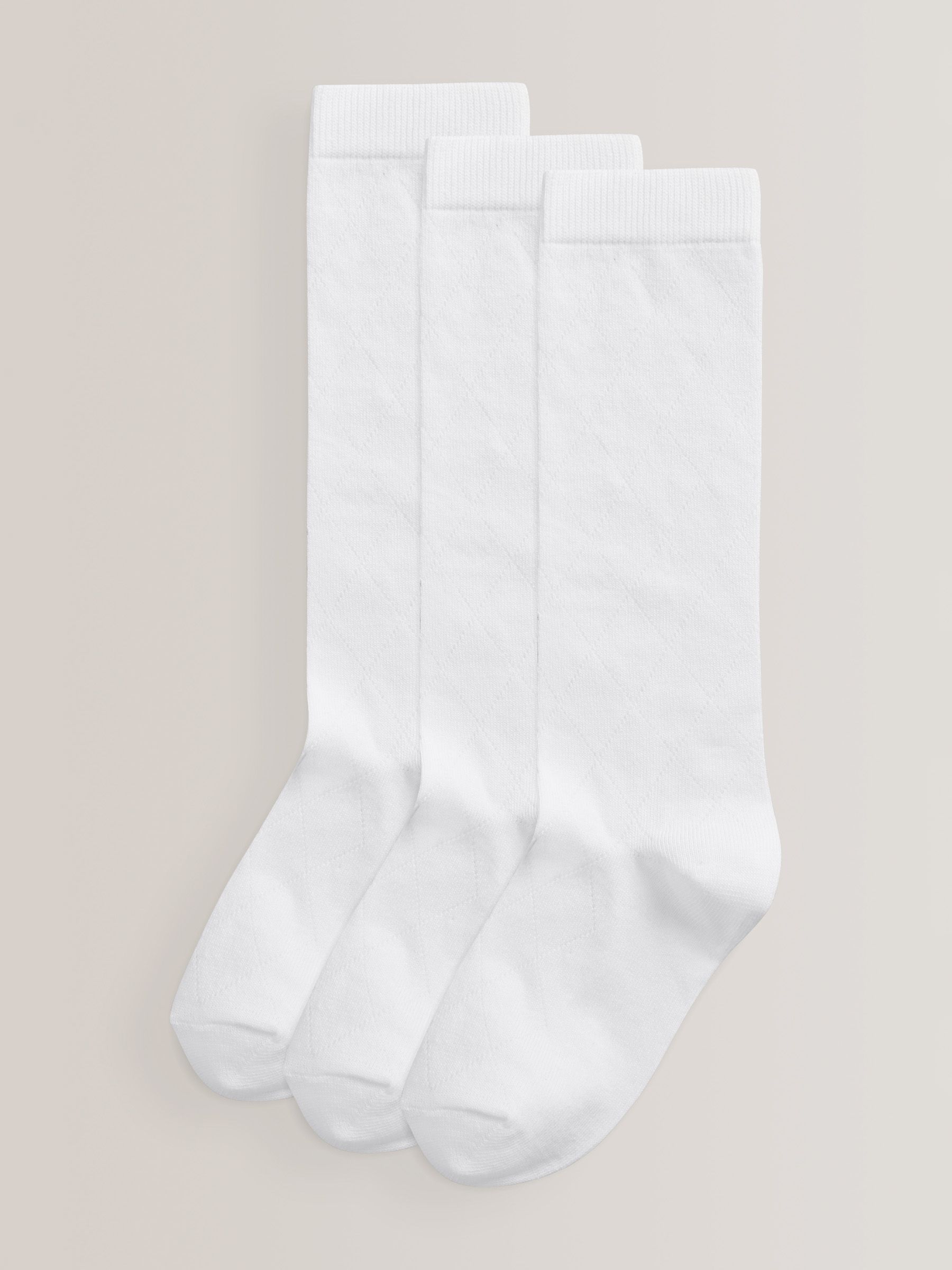 Buy White Diamond 3 Pack Cotton Rich Knee High School Socks from Next ...
