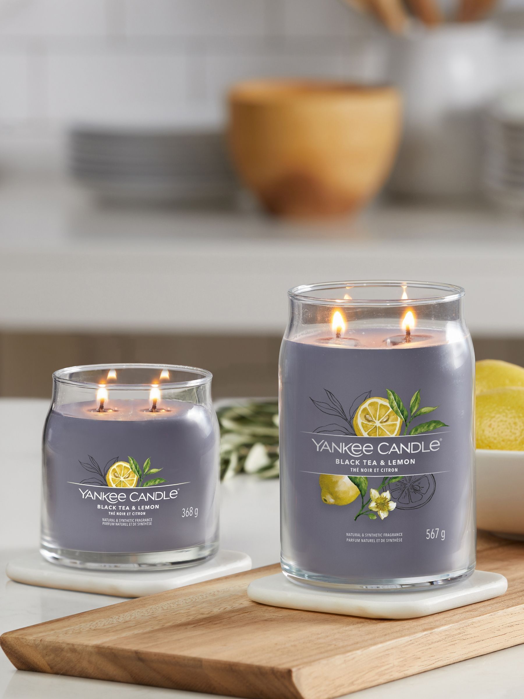 Buy Yankee Candle Grey Signature Medium Jar Tea Lemon Scented Candle ...