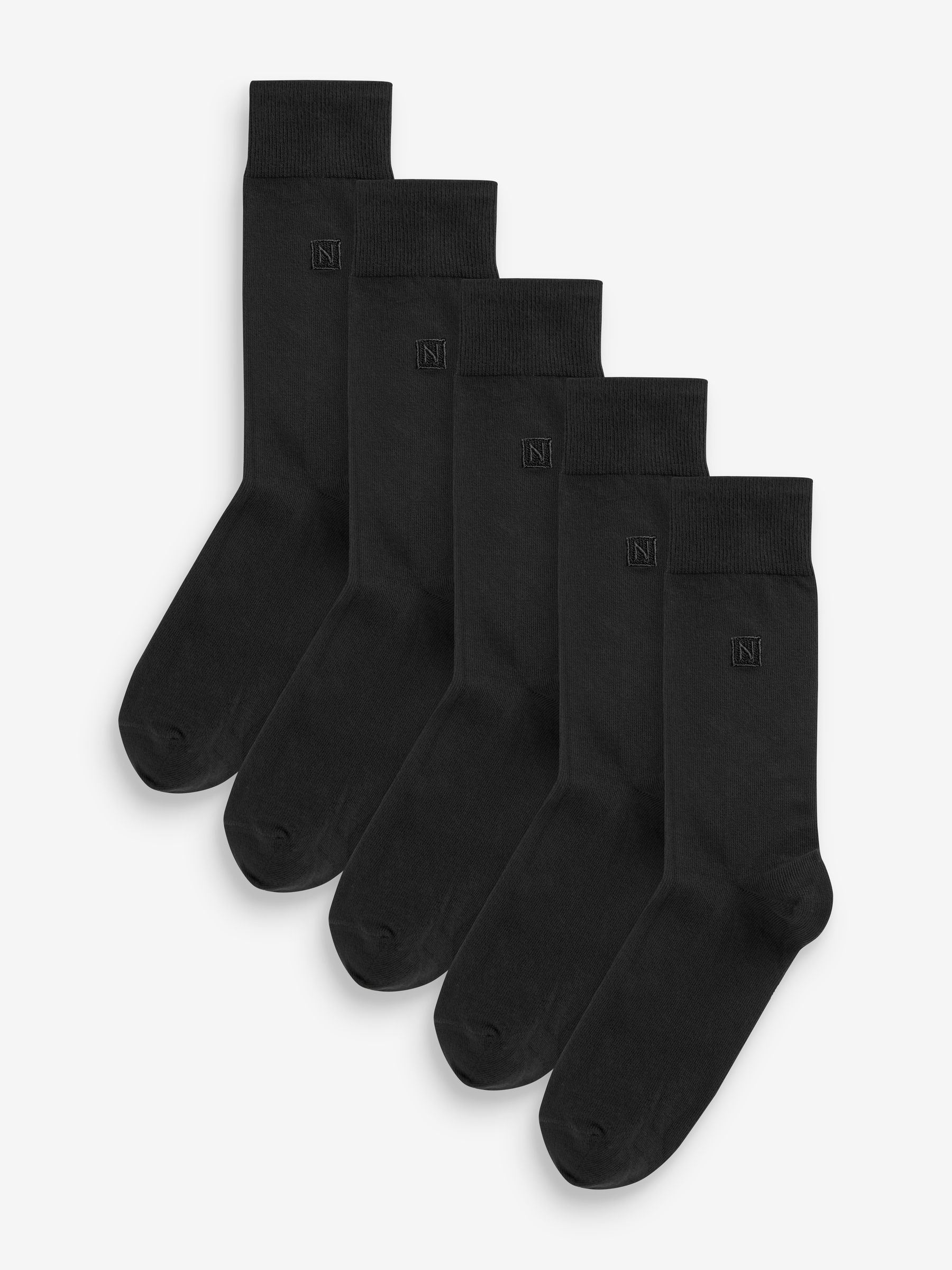 Buy Black Logo 5 Pack Embroidered Lasting Fresh Socks from the Next UK ...
