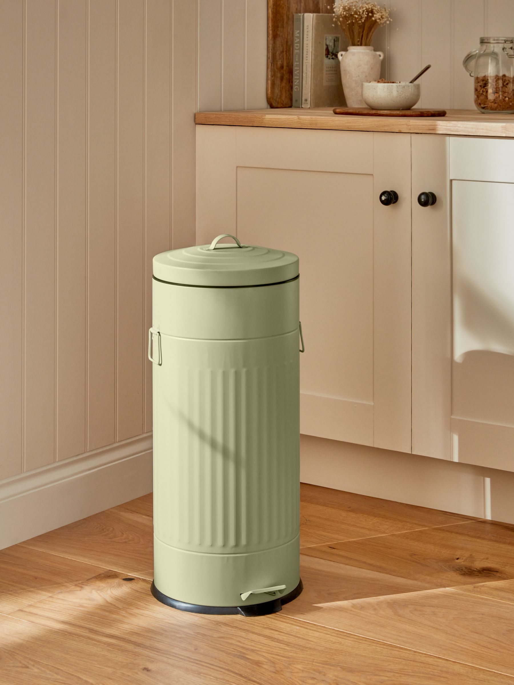 Buy Sage Green 30L Vintage Ribbed Soft Close Bin from the Next UK ...
