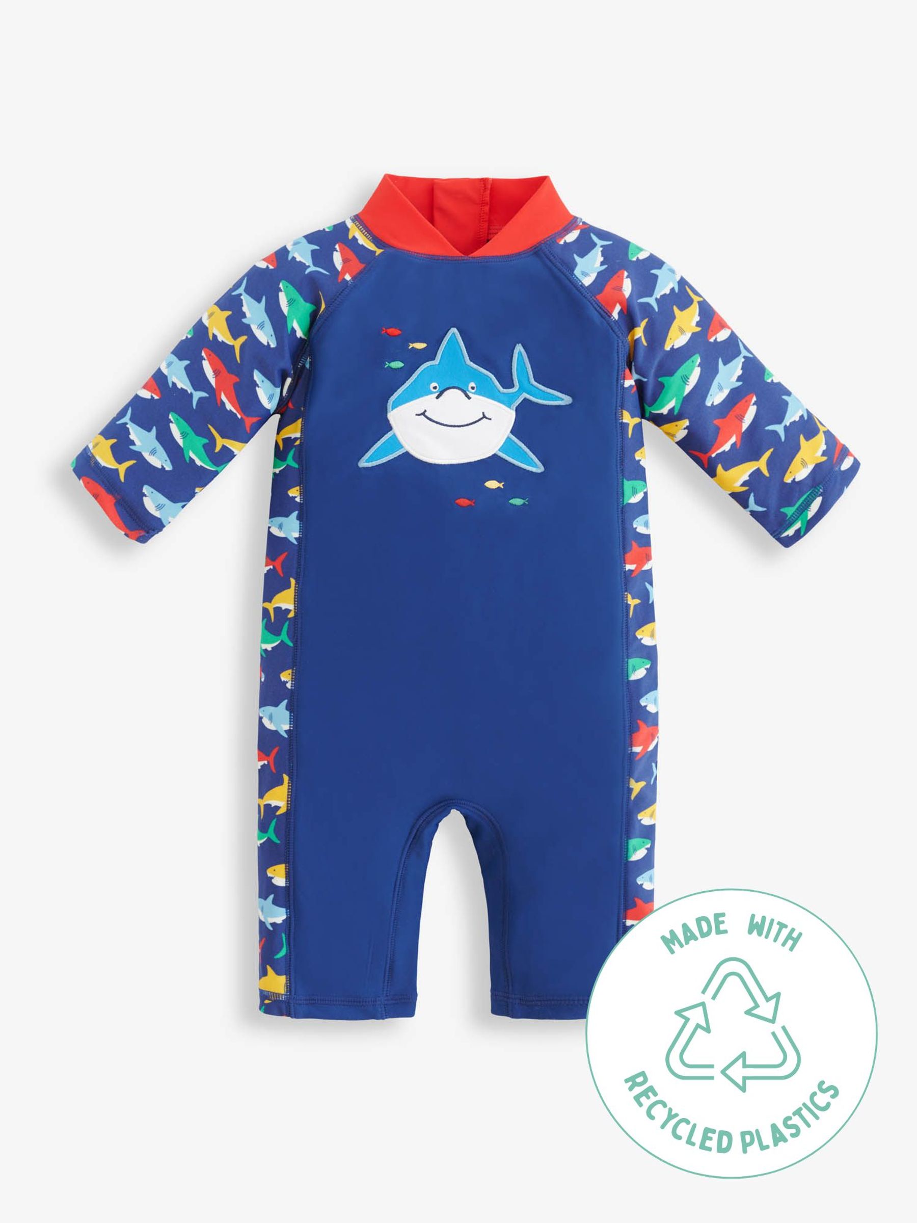 Buy JoJo Maman Bébé Navy Blue Shark UPF 50 1-Piece Sun Protection Suit ...