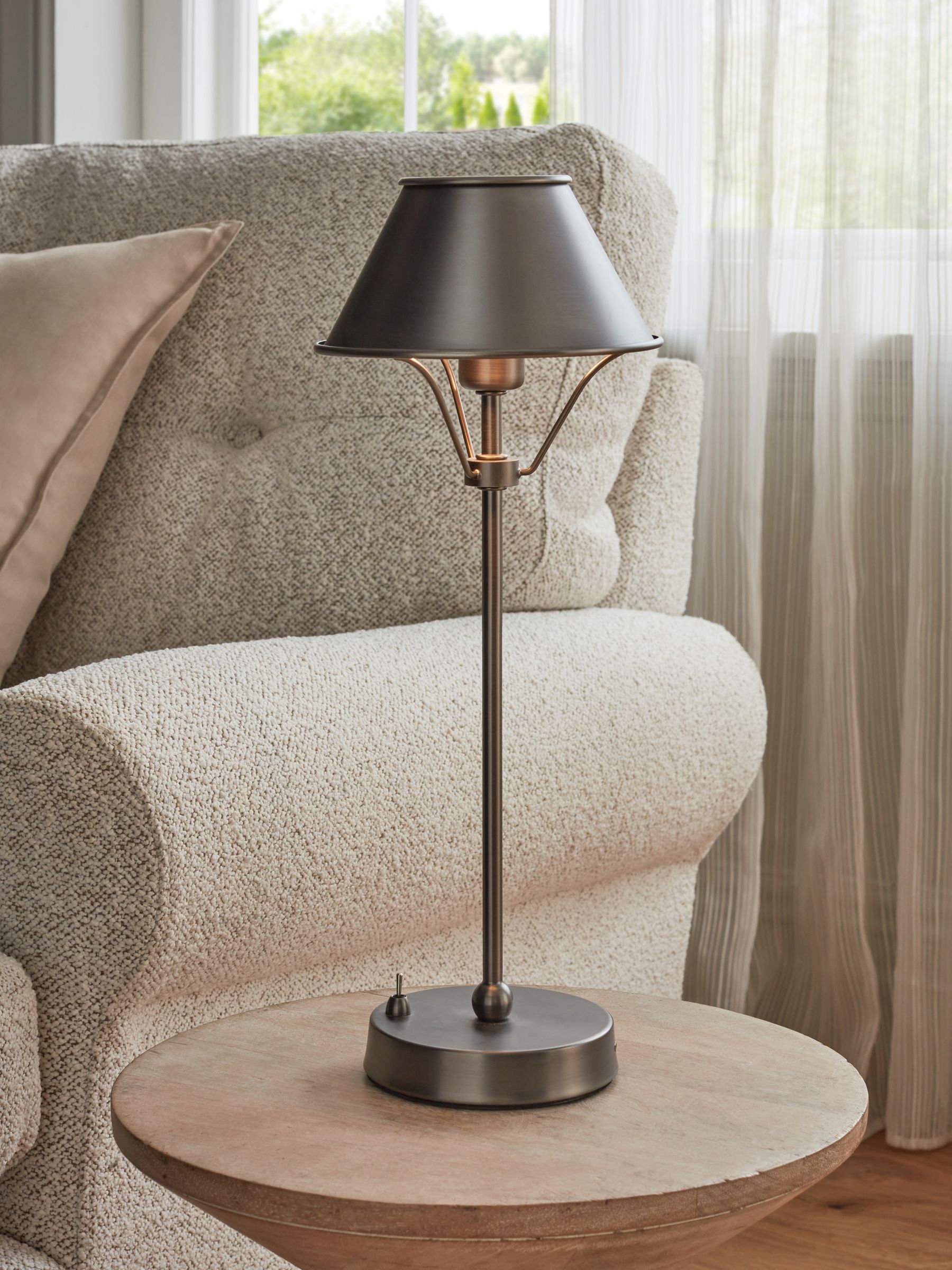 Buy Pewter Grey Hector Rechargeable Large Wireless Table Lamp from the ...