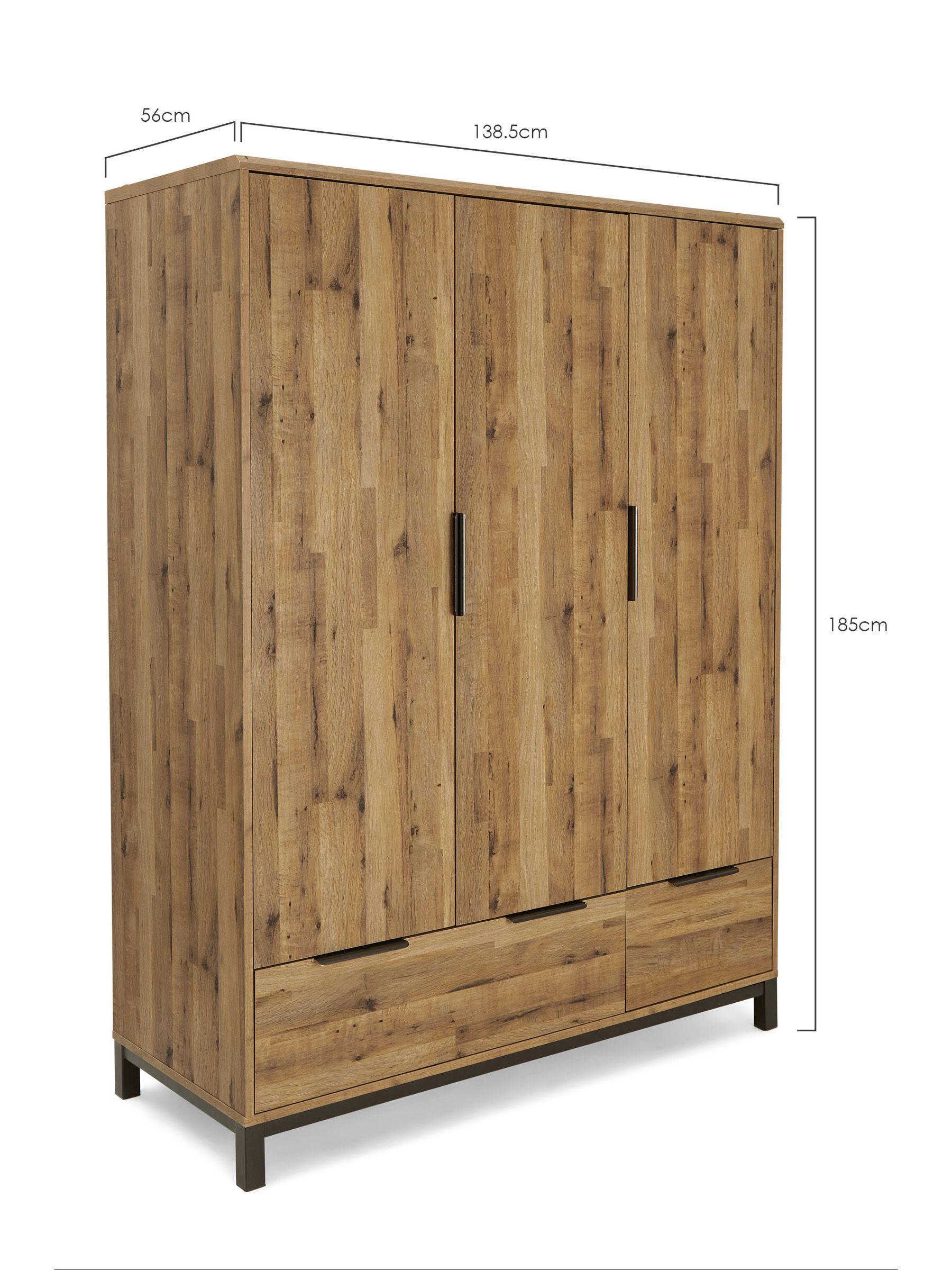 Buy Dark Bronx Oak Effect Triple, 2 Drawers Wardrobe from the Next UK ...