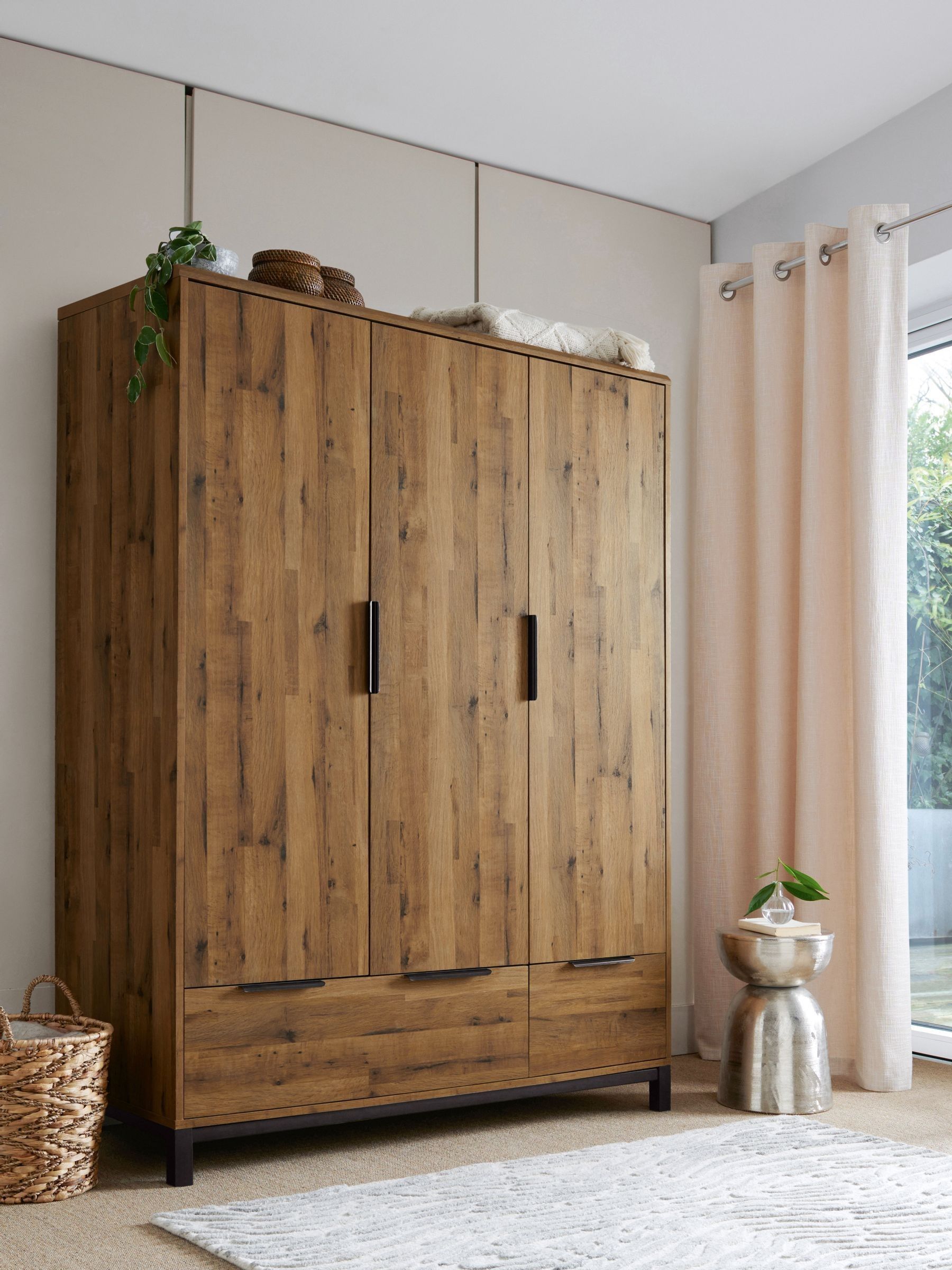 Buy Dark Bronx Oak Effect Triple, 2 Drawers Wardrobe from the Next UK ...