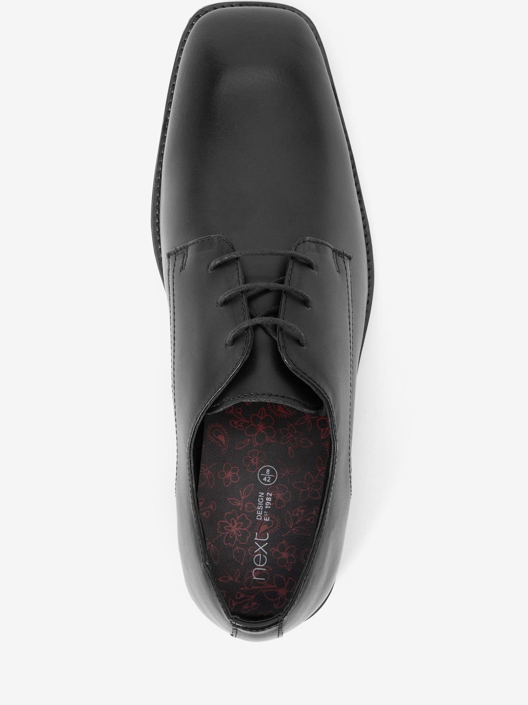 Buy Black Regular Fit Leather Square Toe Derby Shoes from the Next UK ...