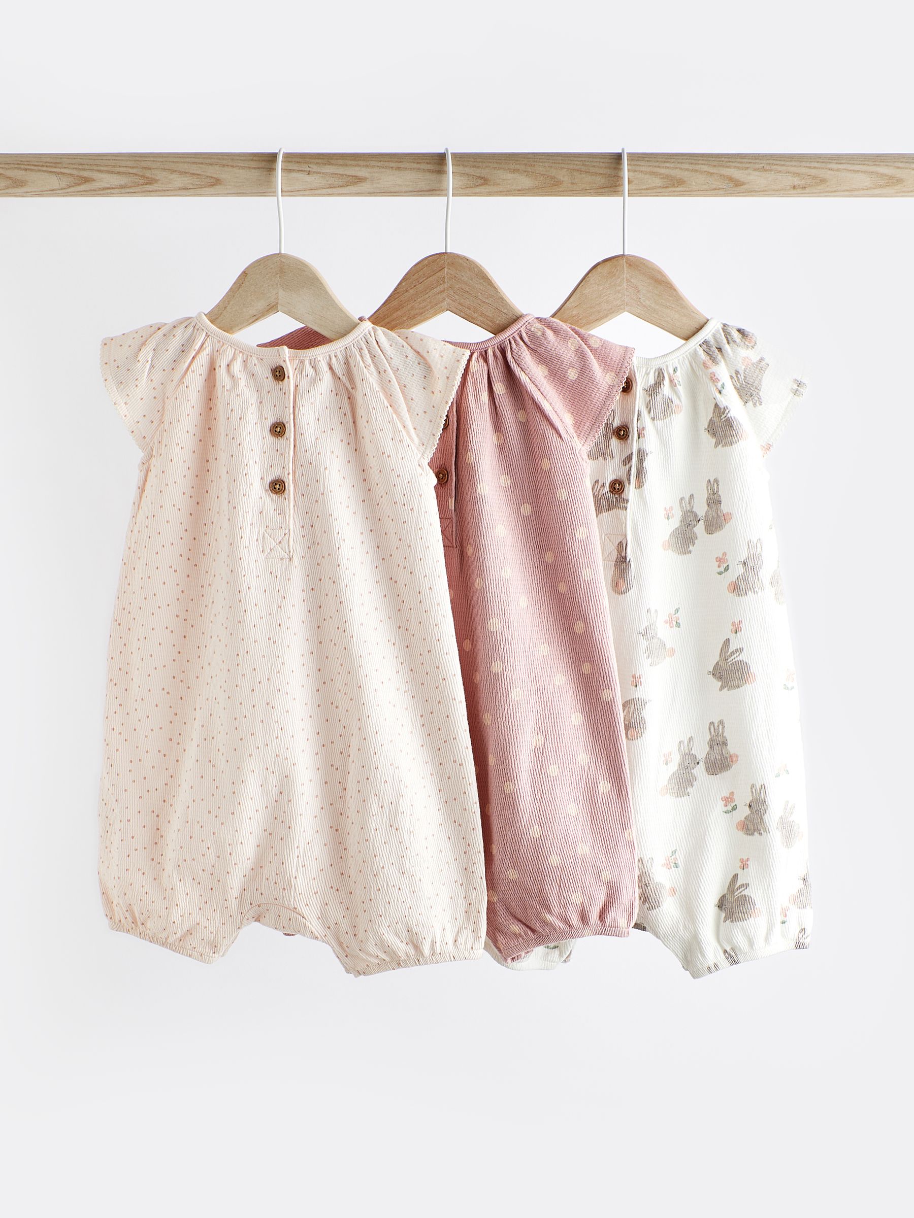 Buy Pink Bunny Baby Vest Rompers 3 Pack from Next Australia