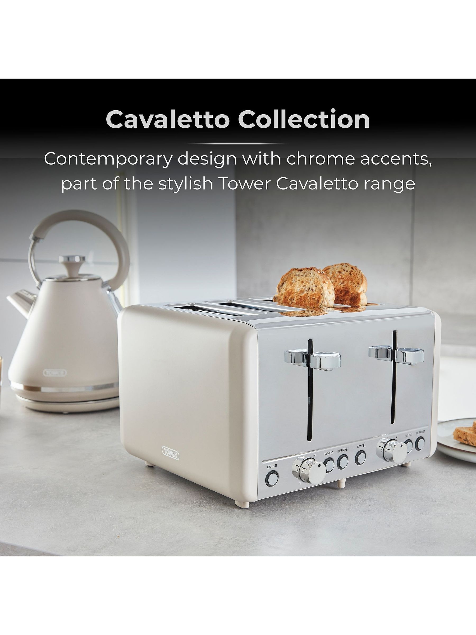 Buy Tower Cream Cavaletto 4 Slice Toaster from the Next UK online shop
