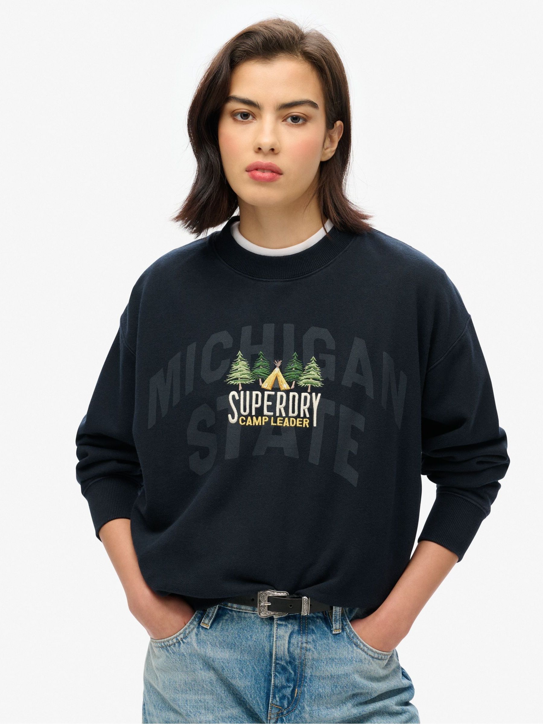 Buy Superdry Eclipse Navy Eclipse Navy Travel Souvenir Loose Crew ...